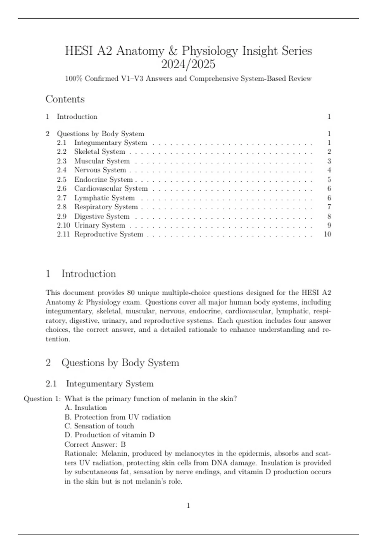 HESI A2 Anatomy & Physiology Insight Series 2024/2025 100% Confirmed V1 ...