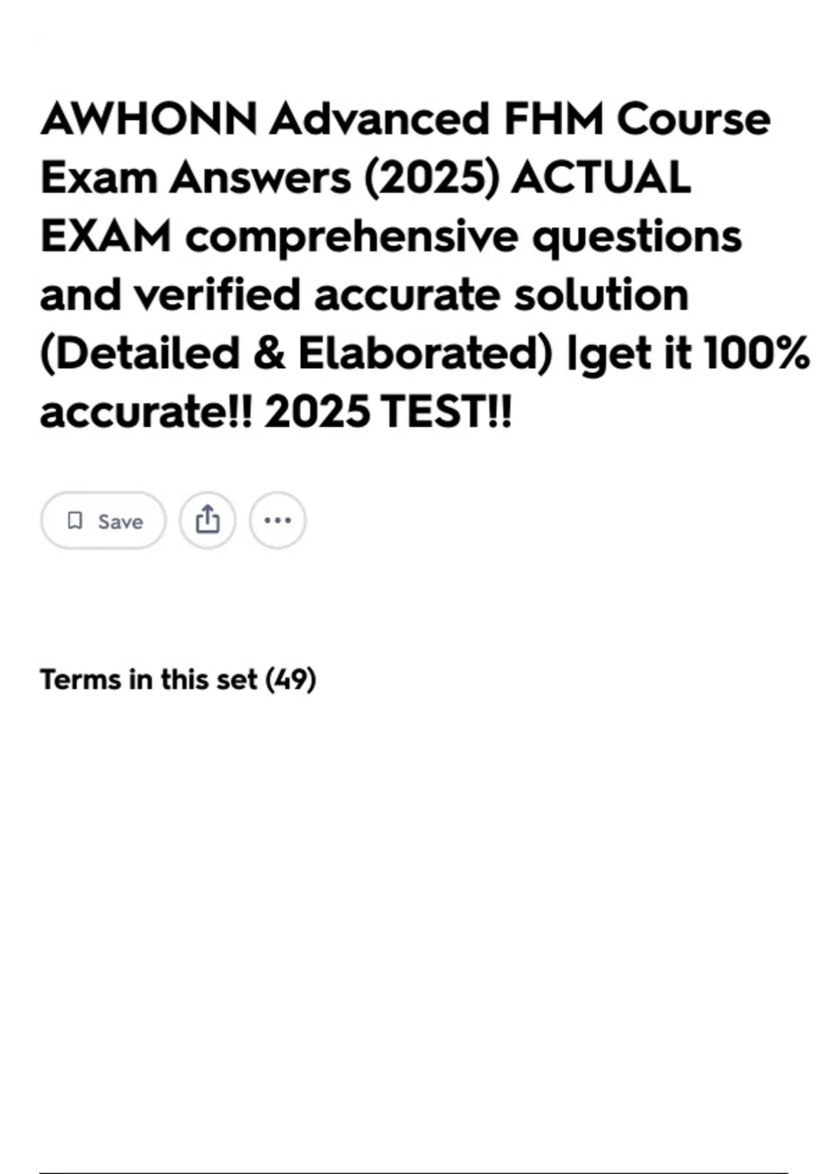 AWHONN Advanced FHM Course Exam Answers (2025) ACTUAL EXAM ...