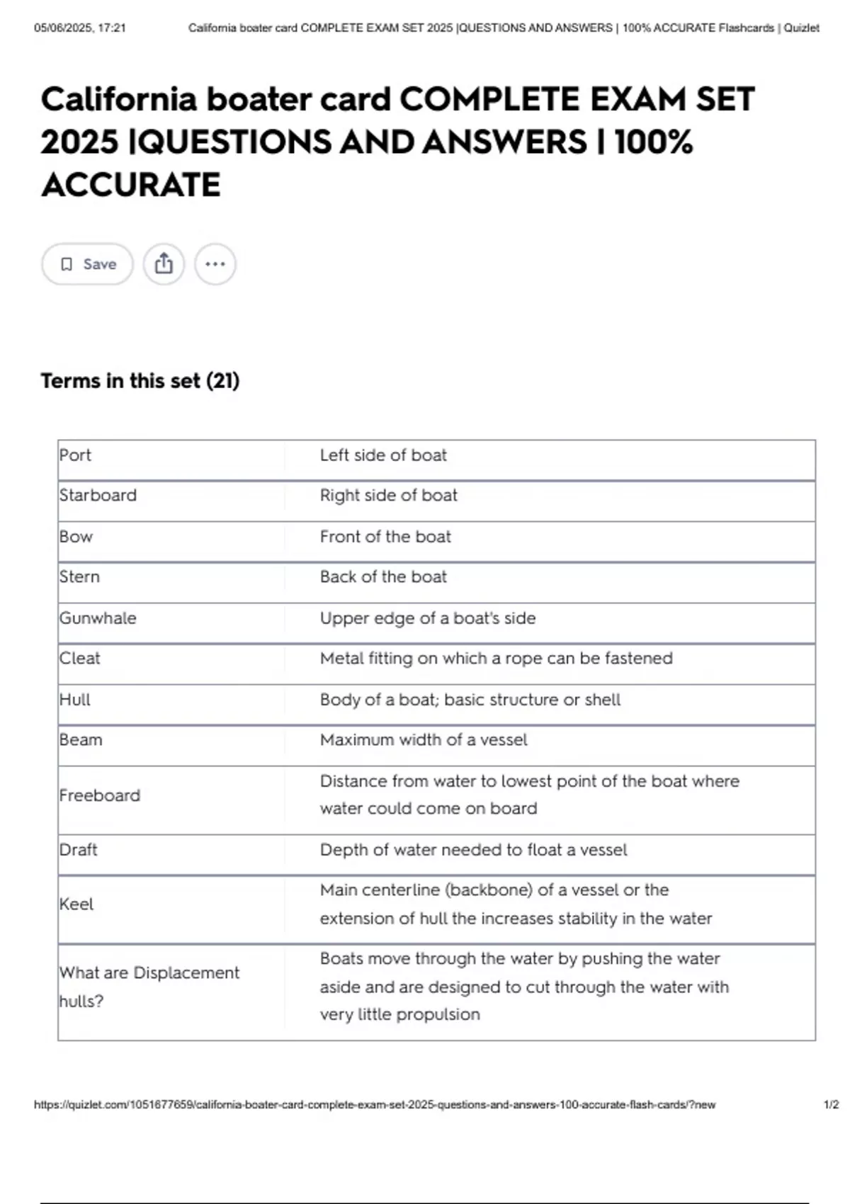 California boater card exam COMPLETE EXAM SET 2025 |QUESTIONS AND ...