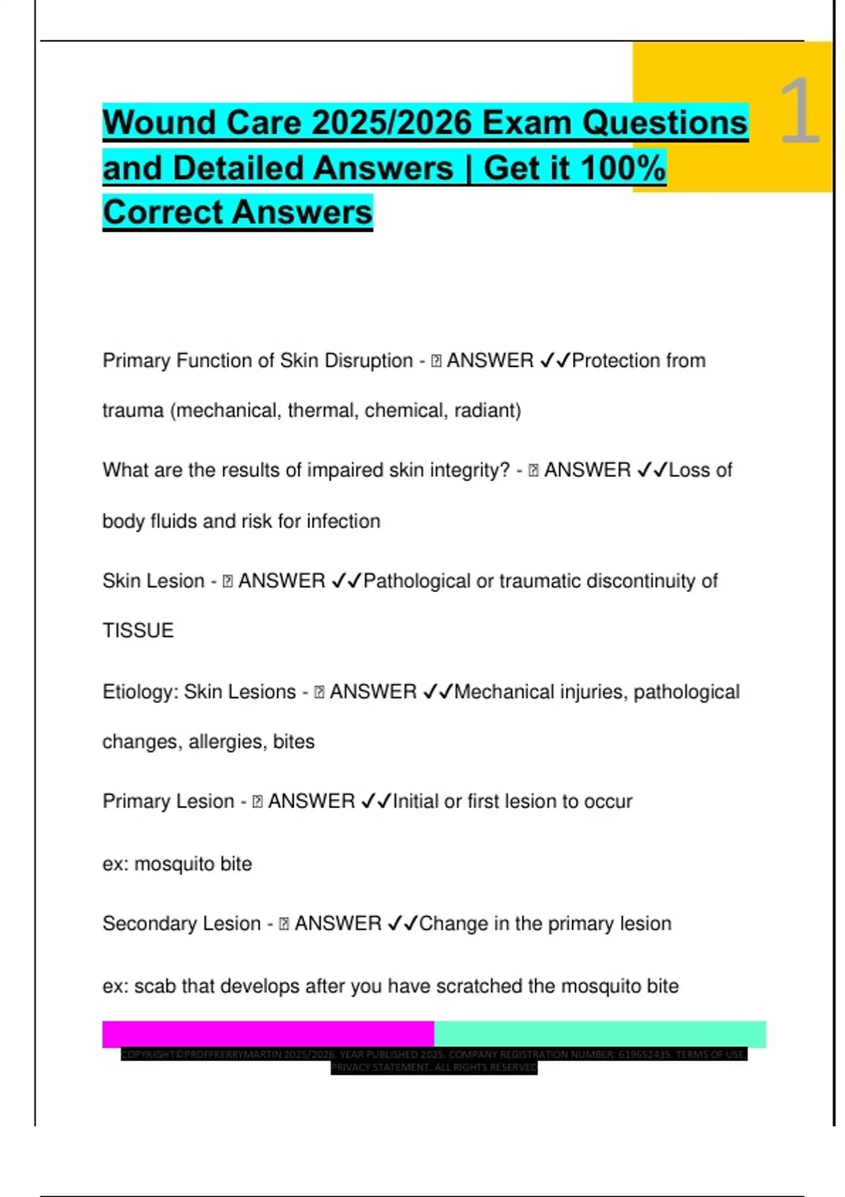 Wound Care 2025/2026 Exam Questions and Detailed Answers | Get it 100% ...