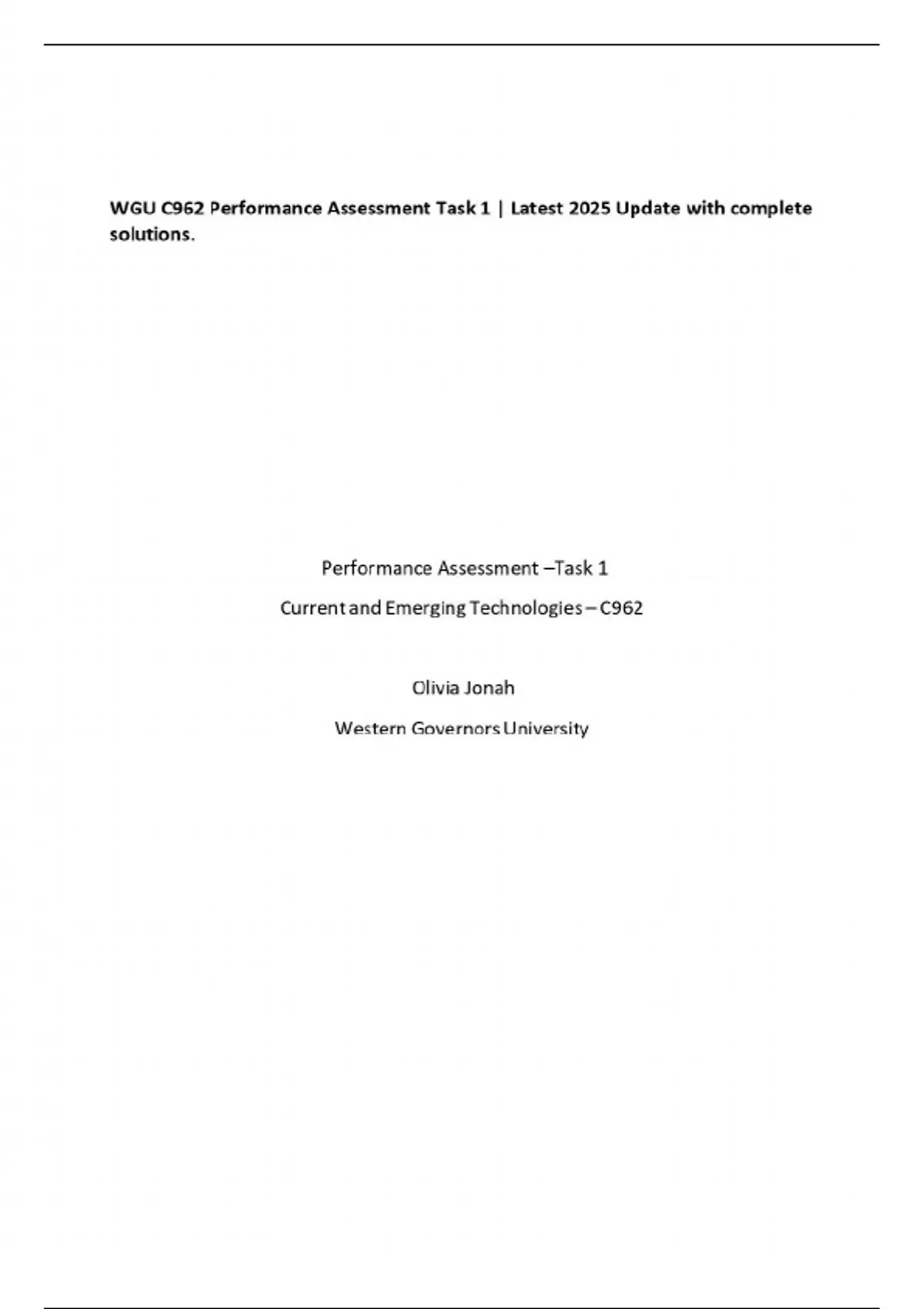 WGU C962 Performance Assessment Task 1 | Latest 2025 Update with ...