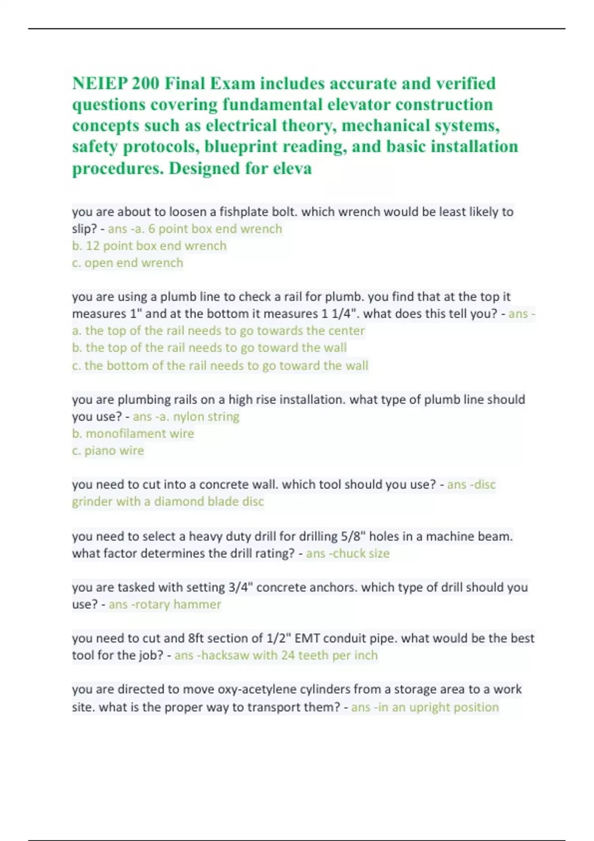 NEIEP 200 Final Exam includes accurate and verified questions covering ...