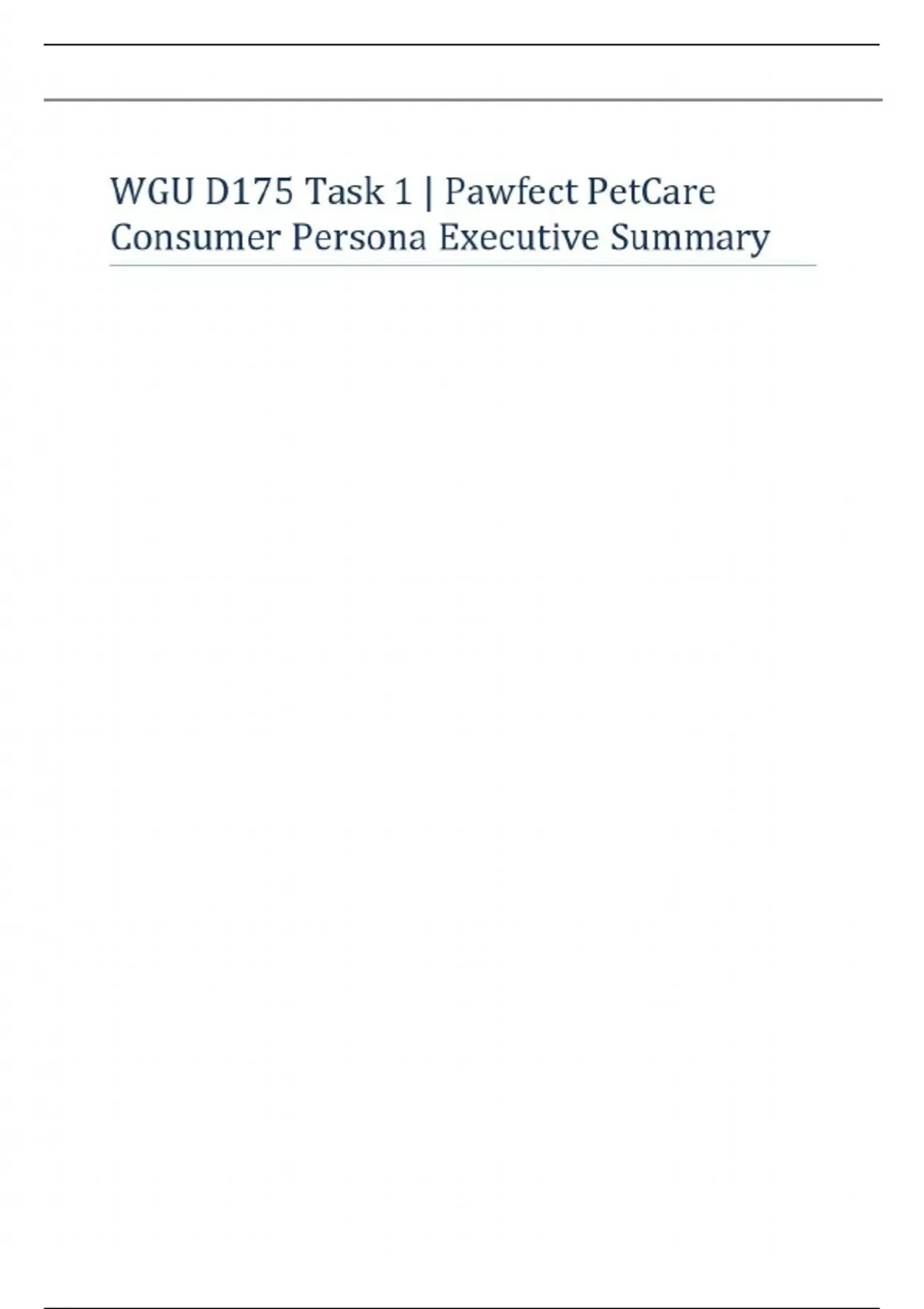 WGU D175 Task 1 | Pawfect PetCare Consumer Persona Executive Summary ...