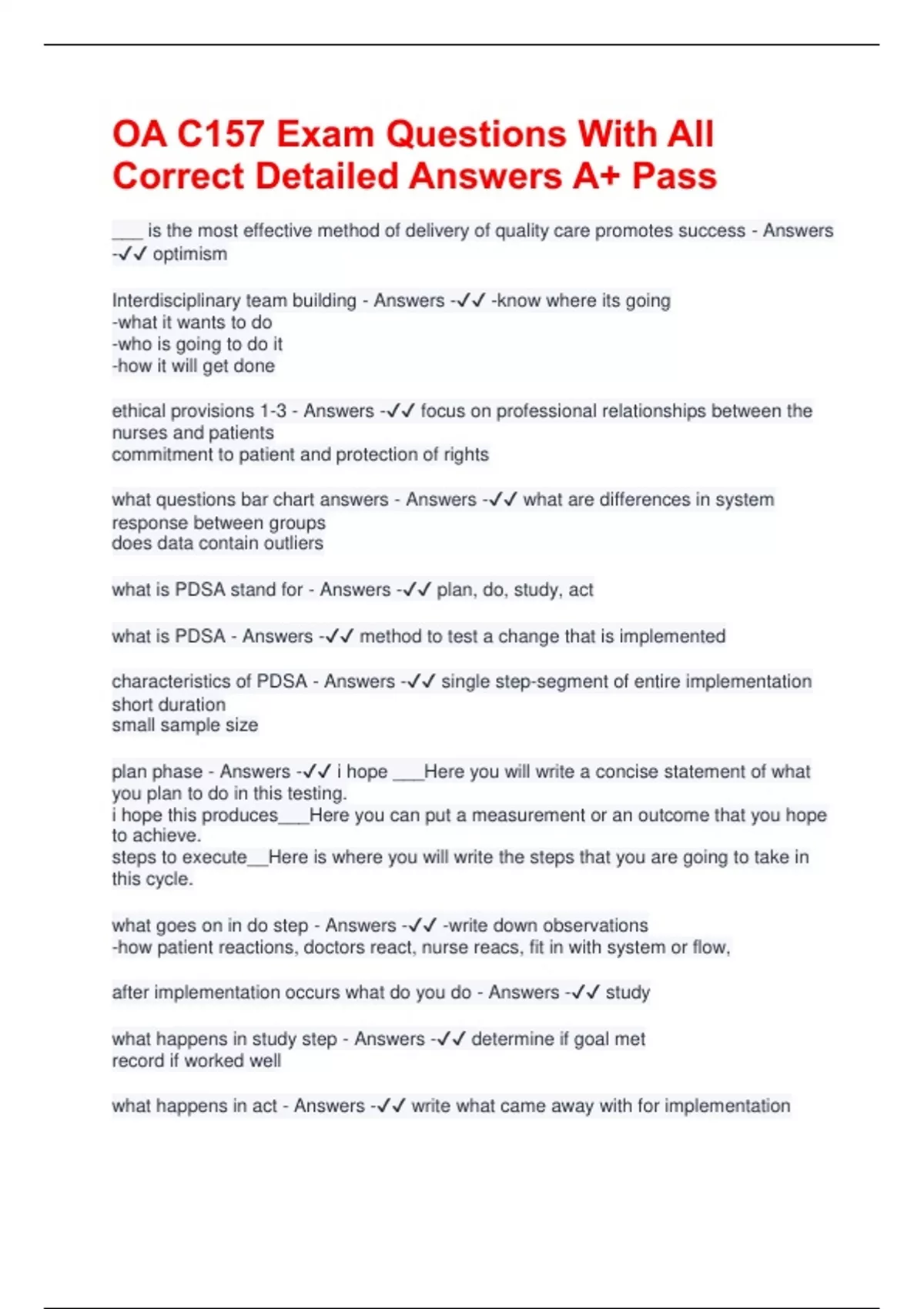 OA C157 Exam Questions With All Correct Detailed Answers A+ Pass - OA ...