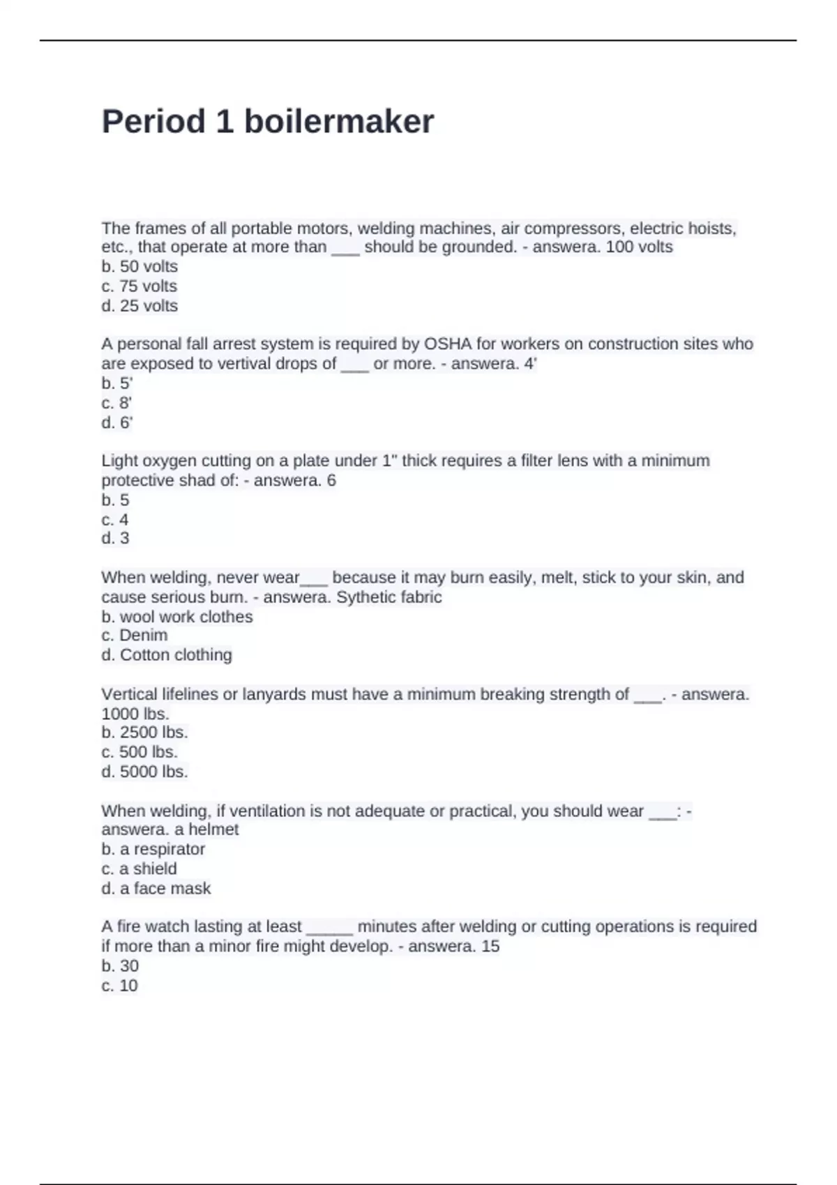 Period 1 boilermaker Questions and Answers 2025 - Boilermaker - Stuvia US