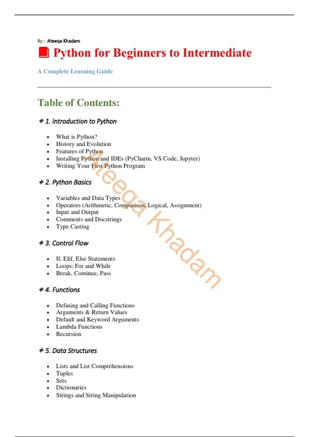 Summary "Python Programming for Beginners to Intermediate | Complete ...