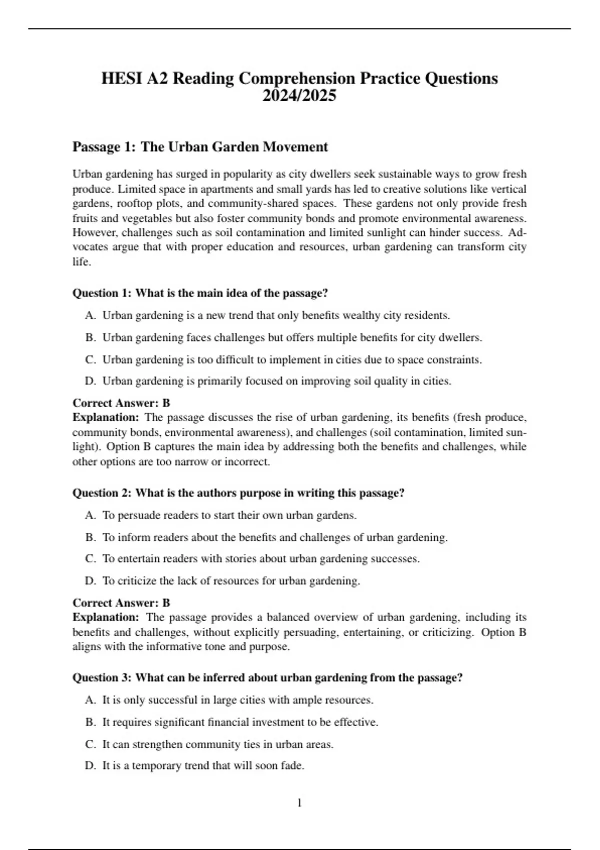 HESI A2 Reading Comprehension Excellence for 2024/2025 – 100% Verified ...