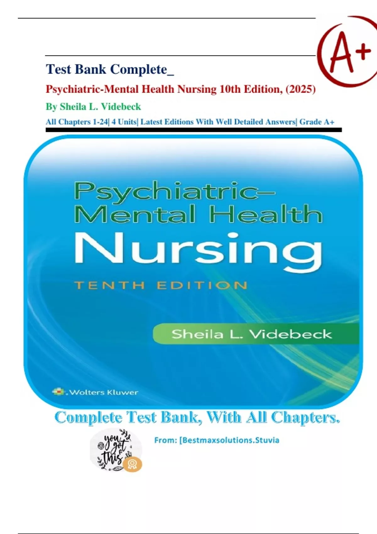 Test Bank Complete_ Psychiatric-Mental Health Nursing 10th Edition ...