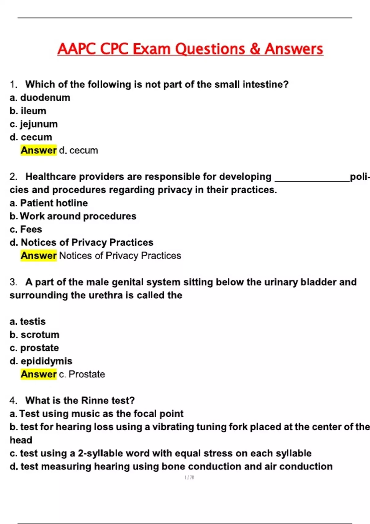 AAPC CPC Exam (179 Questions) Latest 2025 Actual Questions & Verified ...