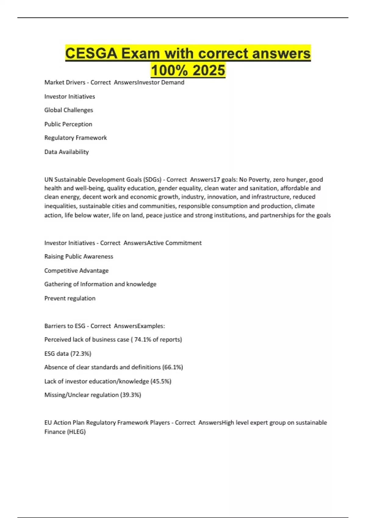 CESGA Exam with correct answers 100% 2025 - CESGA - Stuvia US