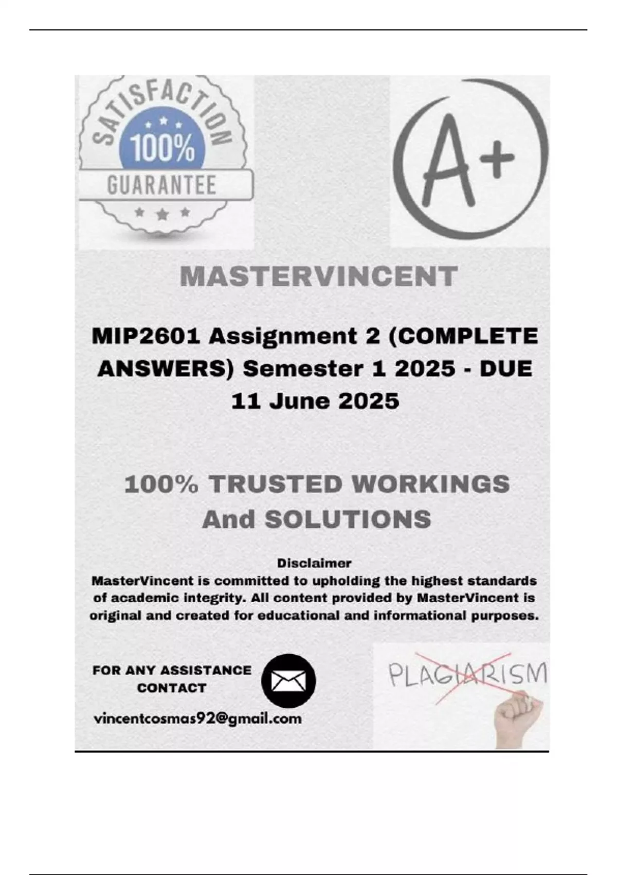 MIP2601 Assignment 2 (COMPLETE ANSWERS) Semester 1 2025 - DUE 11 June ...
