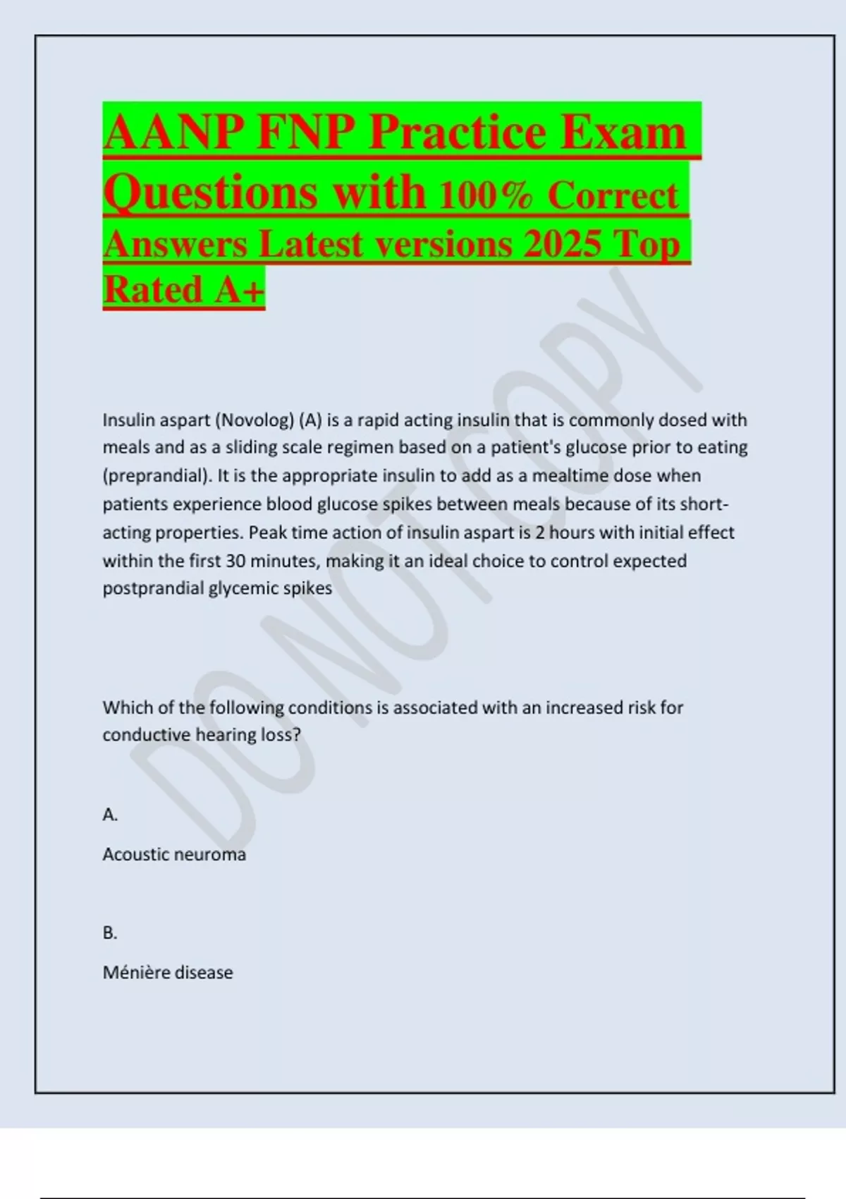 AANP FNP Practice Exam Questions with 100% Correct Answers Latest ...