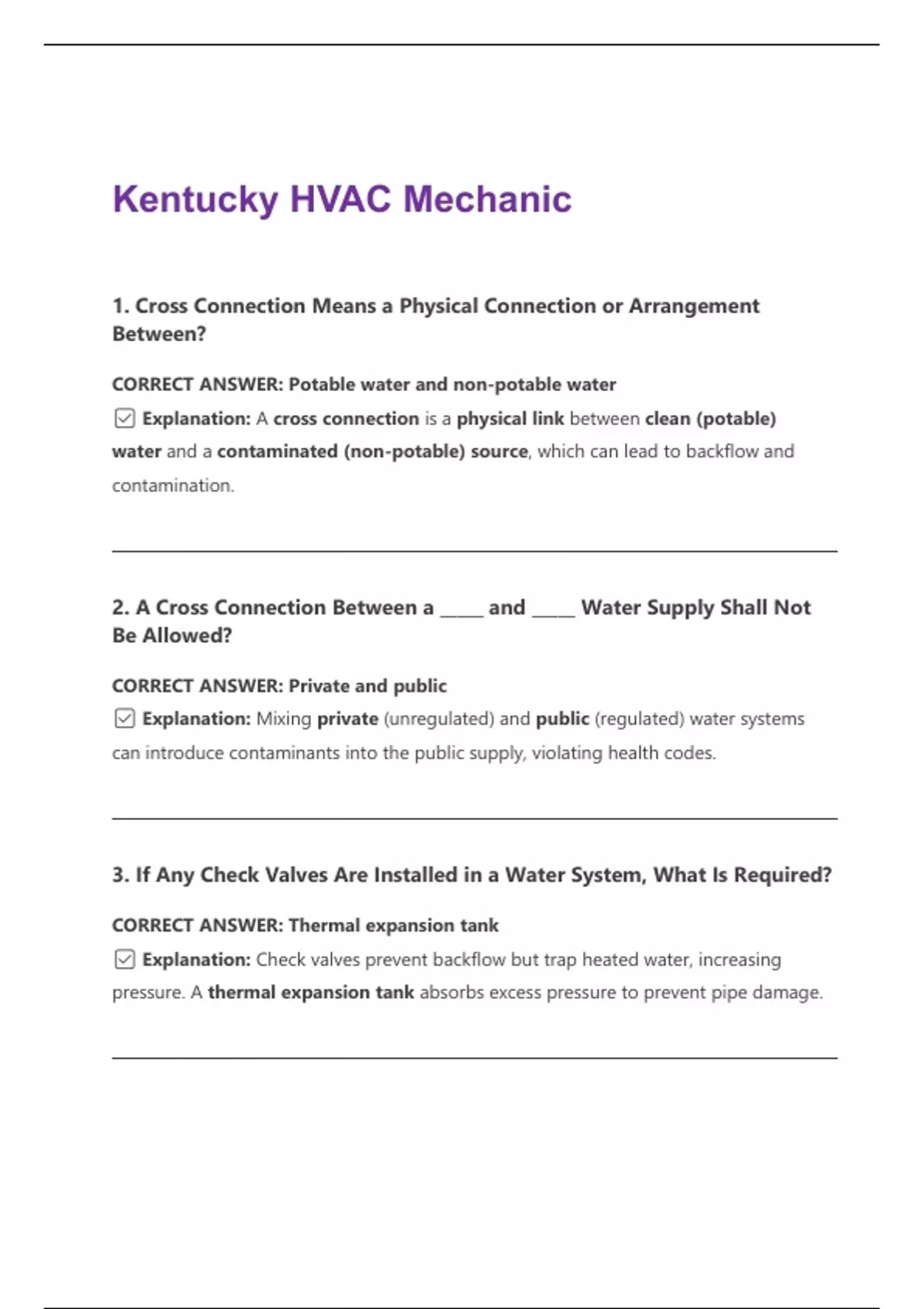 Kentucky HVAC Mechanic (Questions + Answers) Solved - Kentucky HVAC ...