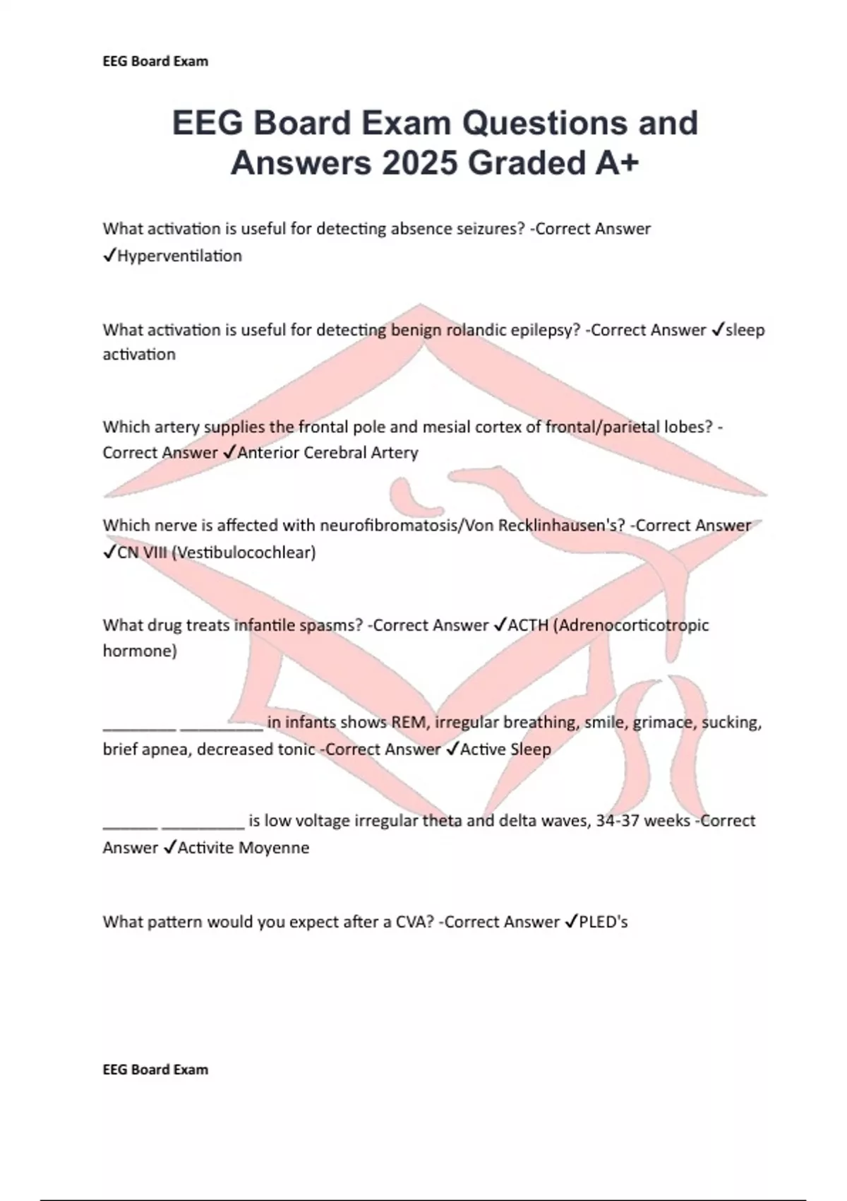 EEG Board Exam Questions and Answers 2025 Graded A+ - EEG Board - Stuvia US