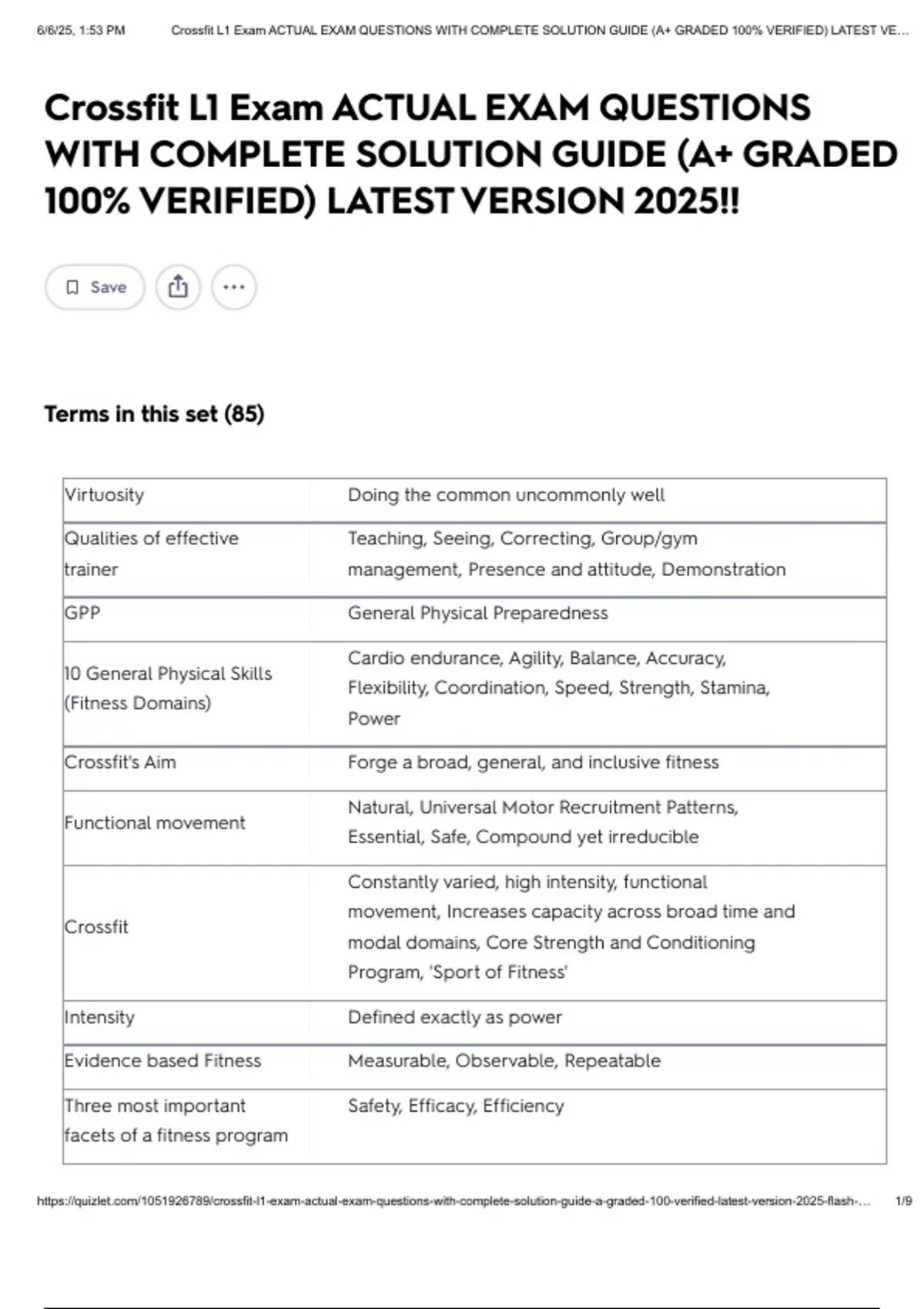 Crossfit L1 Exam ACTUAL EXAM QUESTIONS WITH COMPLETE SOLUTION GUIDE (A+ ...