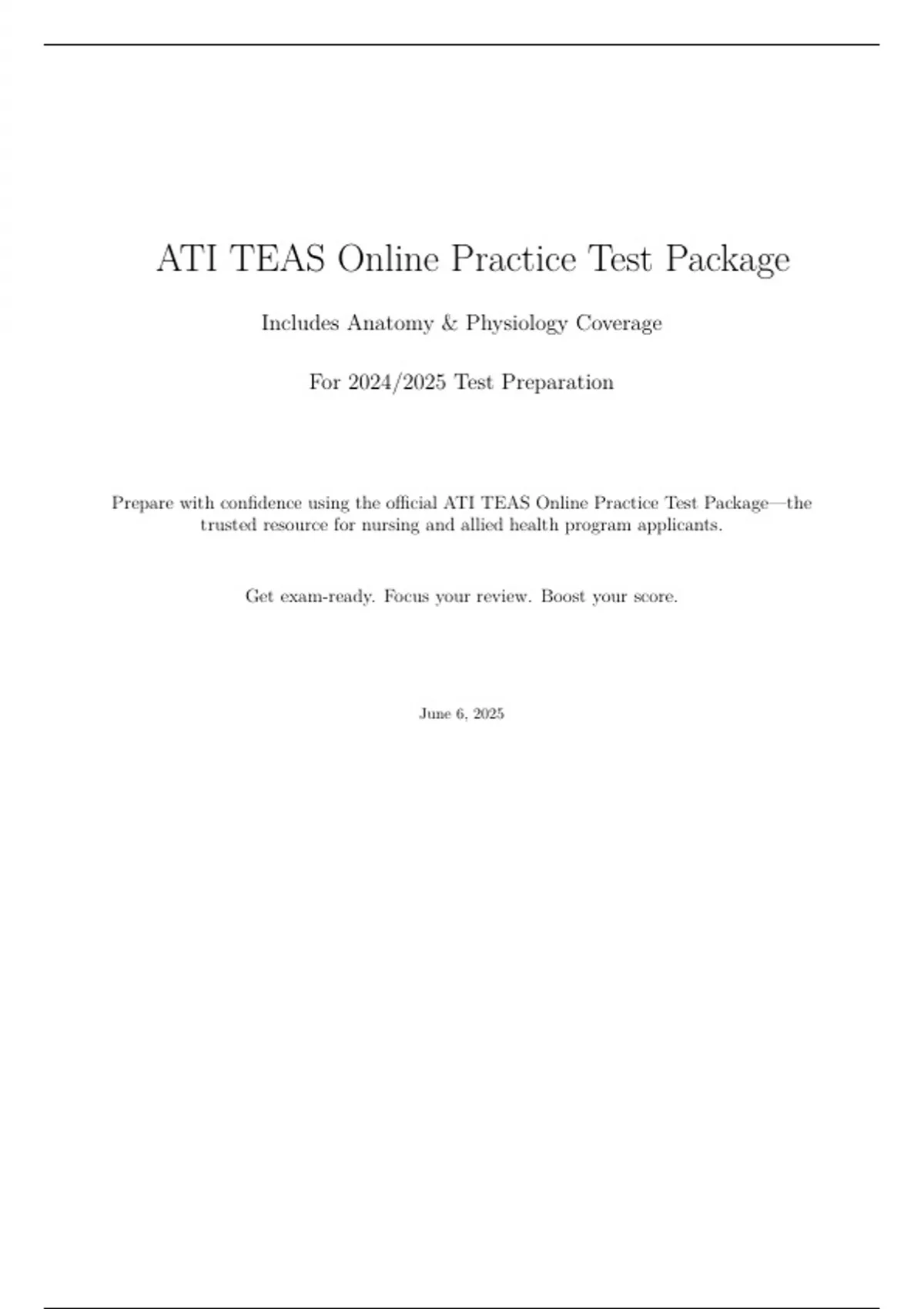 ATI TEAS Online Practice Test Package – Includes Anatomy & Physiology ...