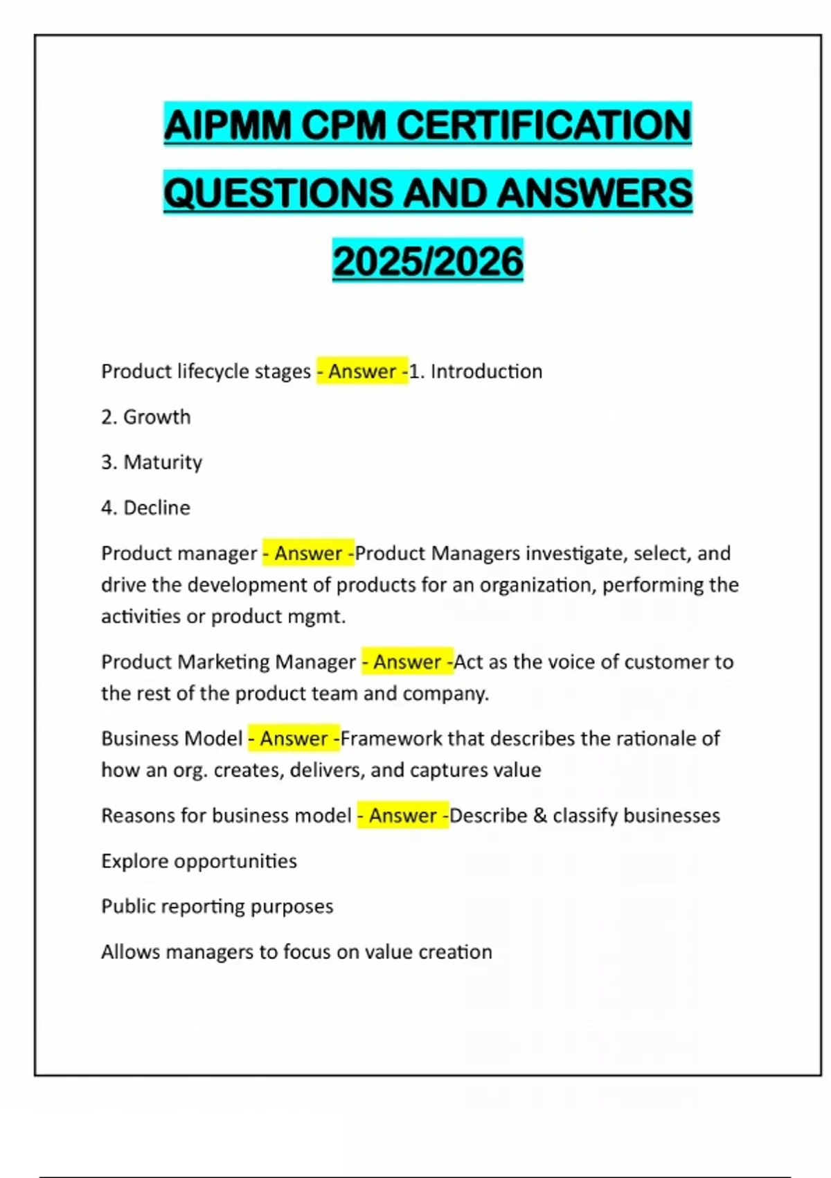 AIPMM CPM CERTIFICATION QUESTIONS AND ANSWERS 2025/2026 - Aipmm product ...