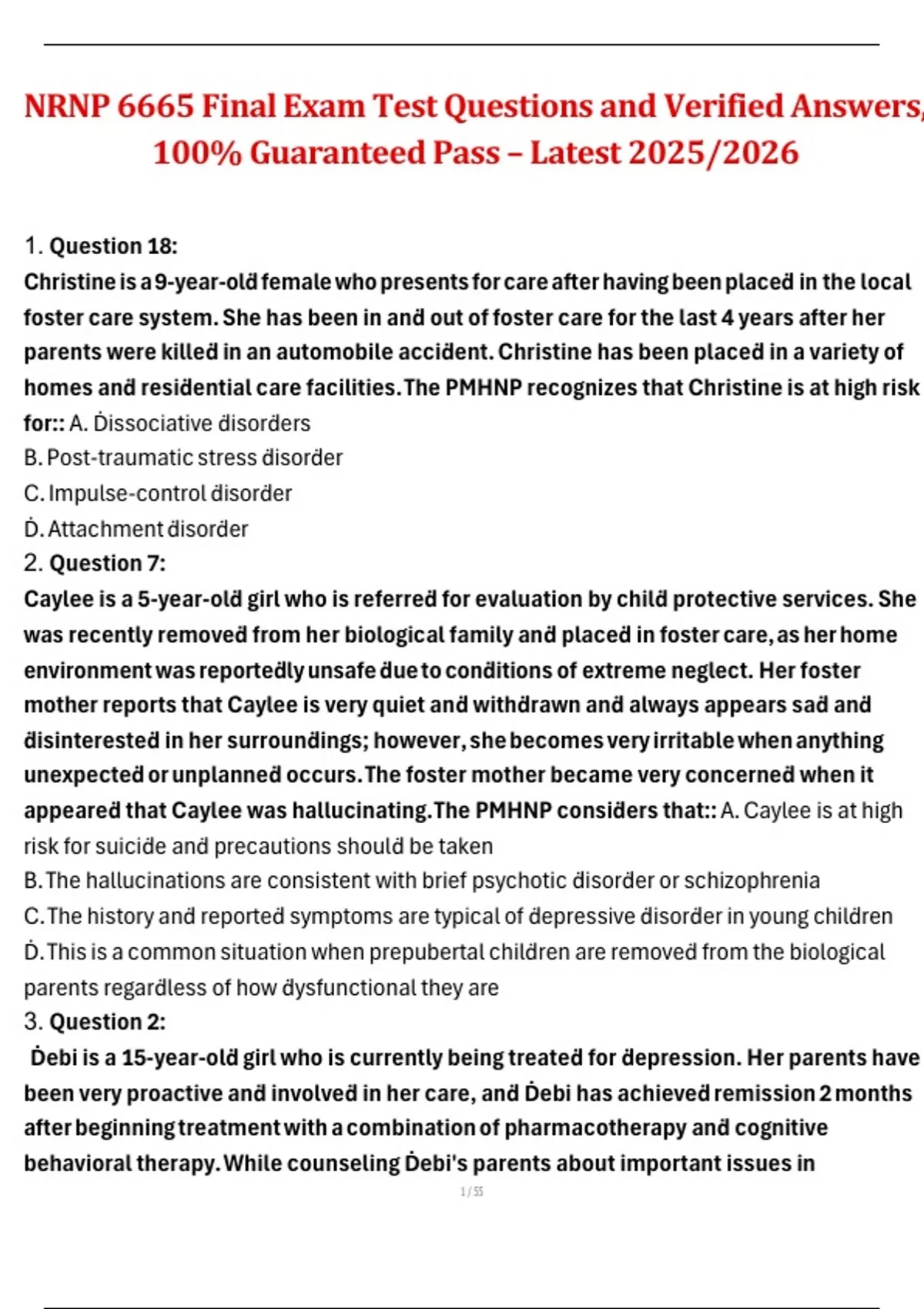 NRNP 6665 Final Exam – Walden University – 2025/2026 – Test Questions ...