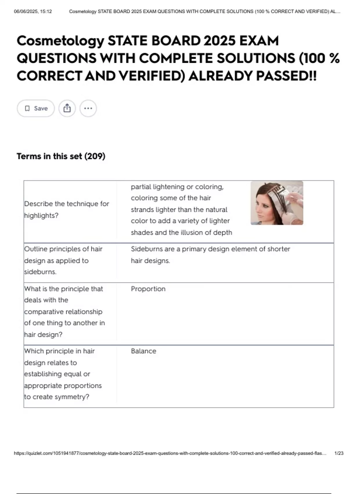 Cosmetology STATE BOARD exam 2025 EXAM QUESTIONS WITH COMPLETE ...