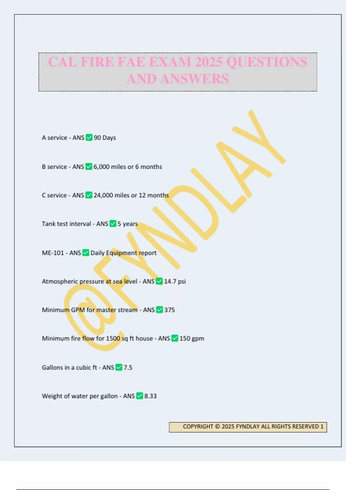 CAL FIRE FAE EXAM 2025 QUESTIONS AND ANSWERS - CAL FIRE FAE - Stuvia US