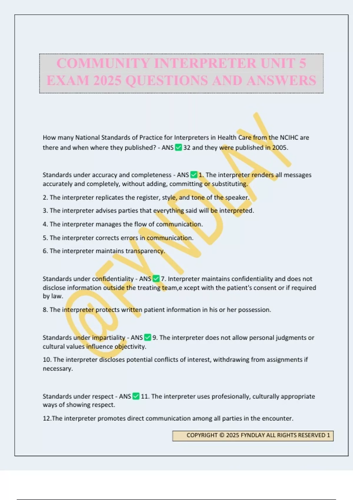 COMMUNITY INTERPRETER UNIT 5 EXAM 2025 QUESTIONS AND ANSWERS ...