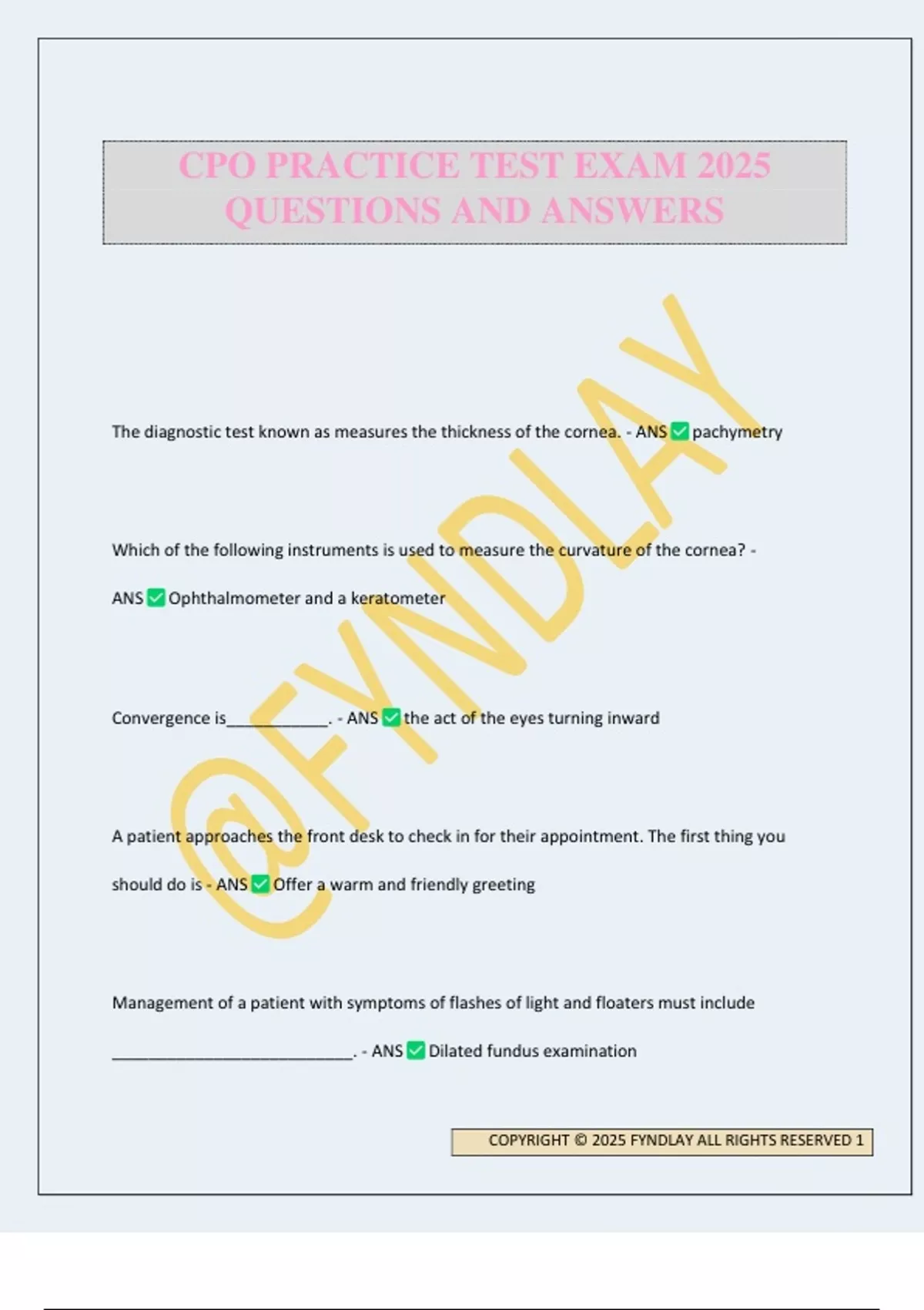 CPO PRACTICE TEST EXAM 2025 QUESTIONS AND ANSWERS - CPO - Stuvia US