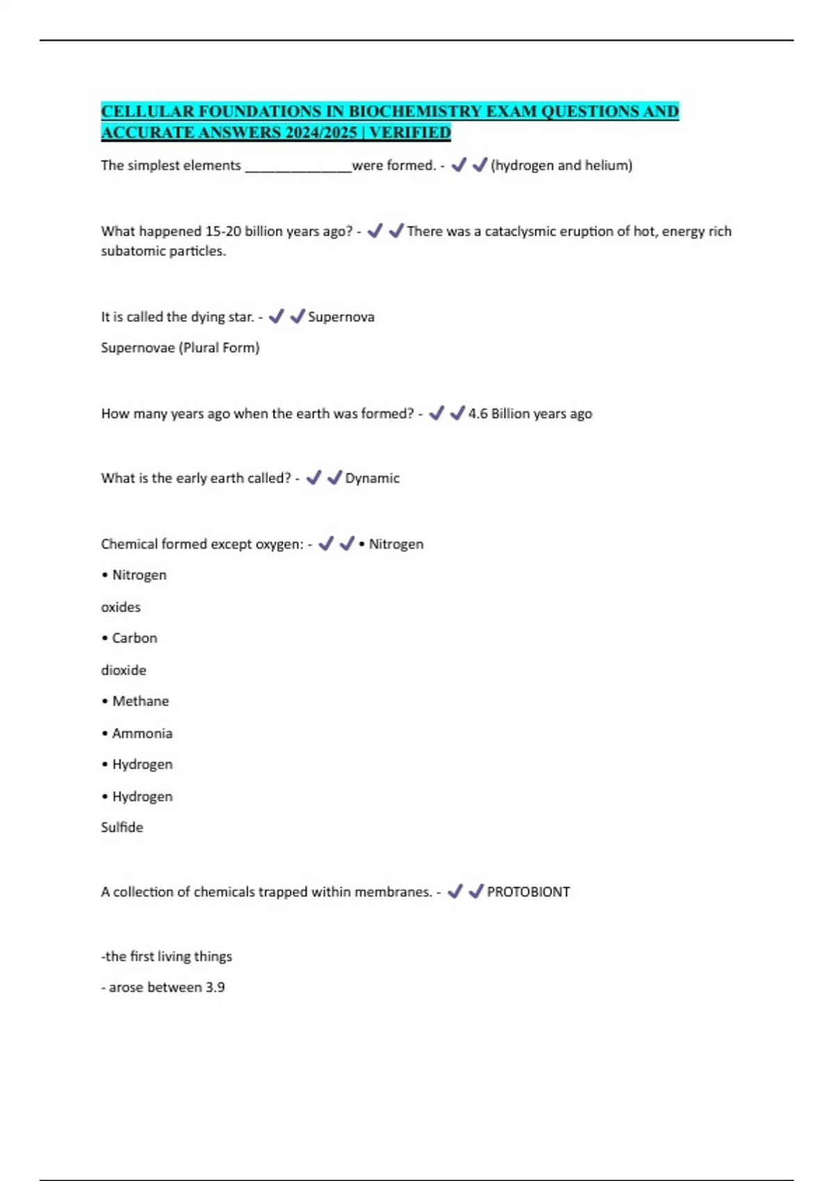 CELLULAR FOUNDATIONS IN BIOCHEMISTRY. | Exam Revision Questions And ...