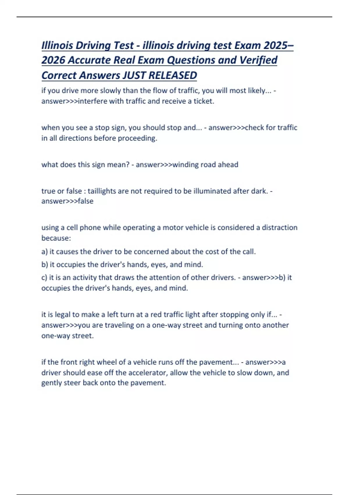 Illinois Driving Test – 2025–2026 – Driver’s License Exam Verified ...