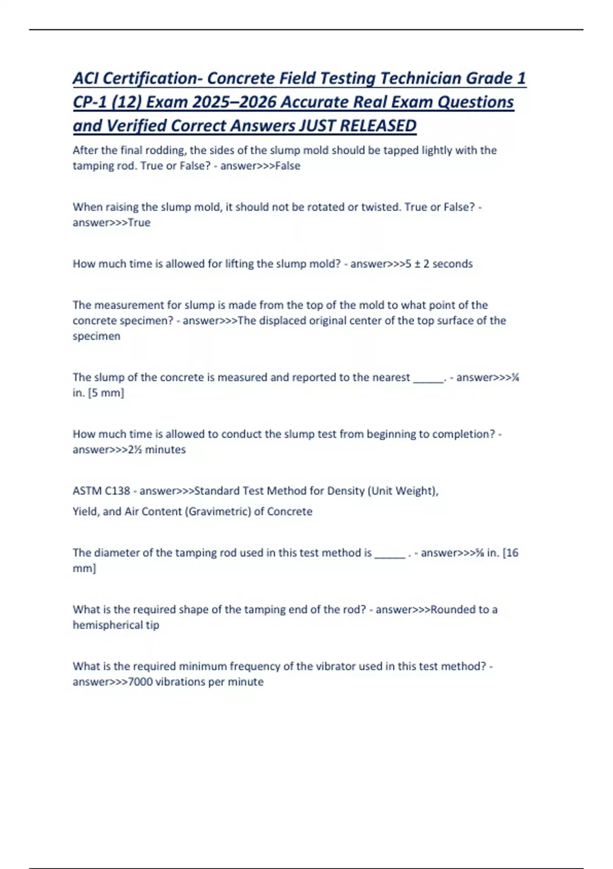 ACI Certification – Concrete Field Testing Technician Grade 1 (CP-1 ...