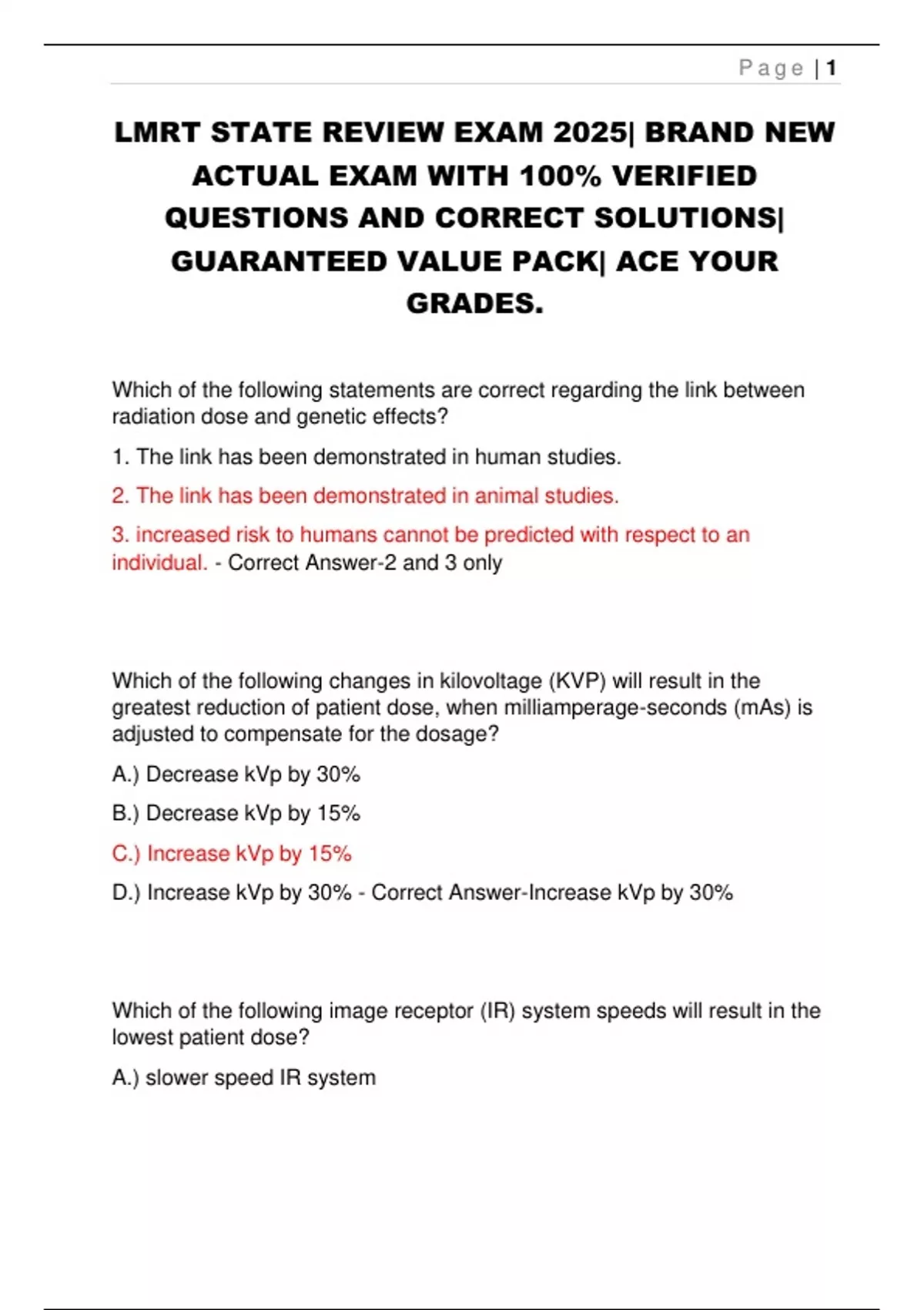 LMRT STATE REVIEW EXAM 2025| BRAND NEW ACTUAL EXAM WITH 100% VERIFIED ...
