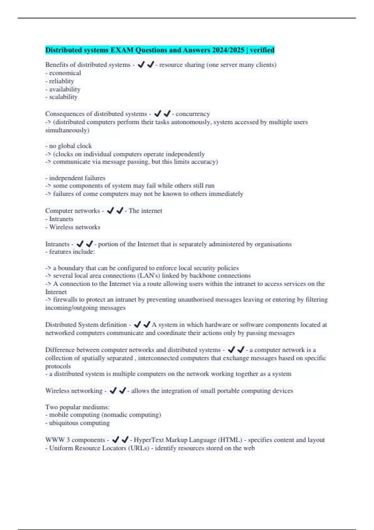 Distributed systems EXAM Questions 2025. Exam Questions and Correct ...