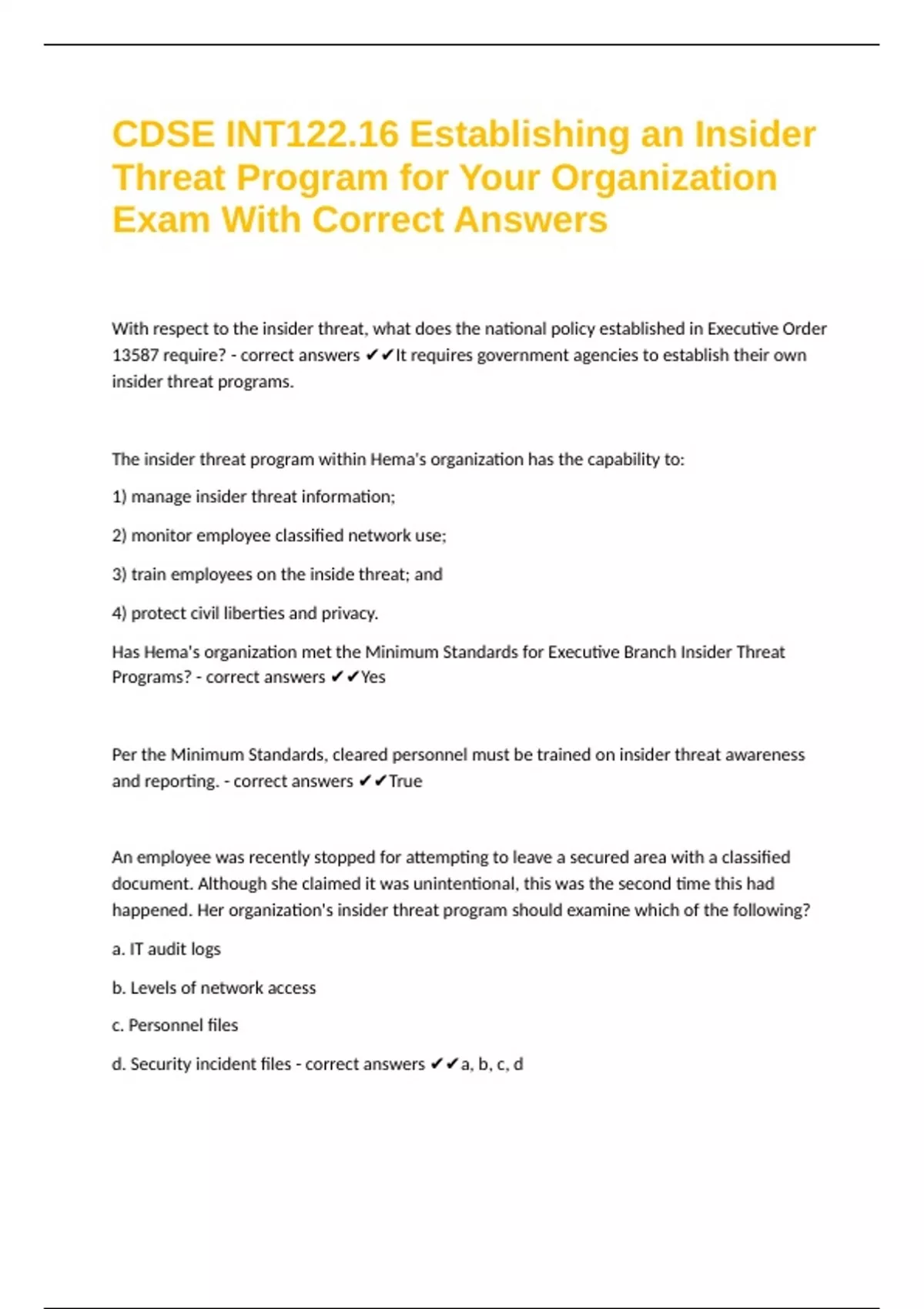 CDSE INT122.16 Establishing an Insider Threat Program for Your ...