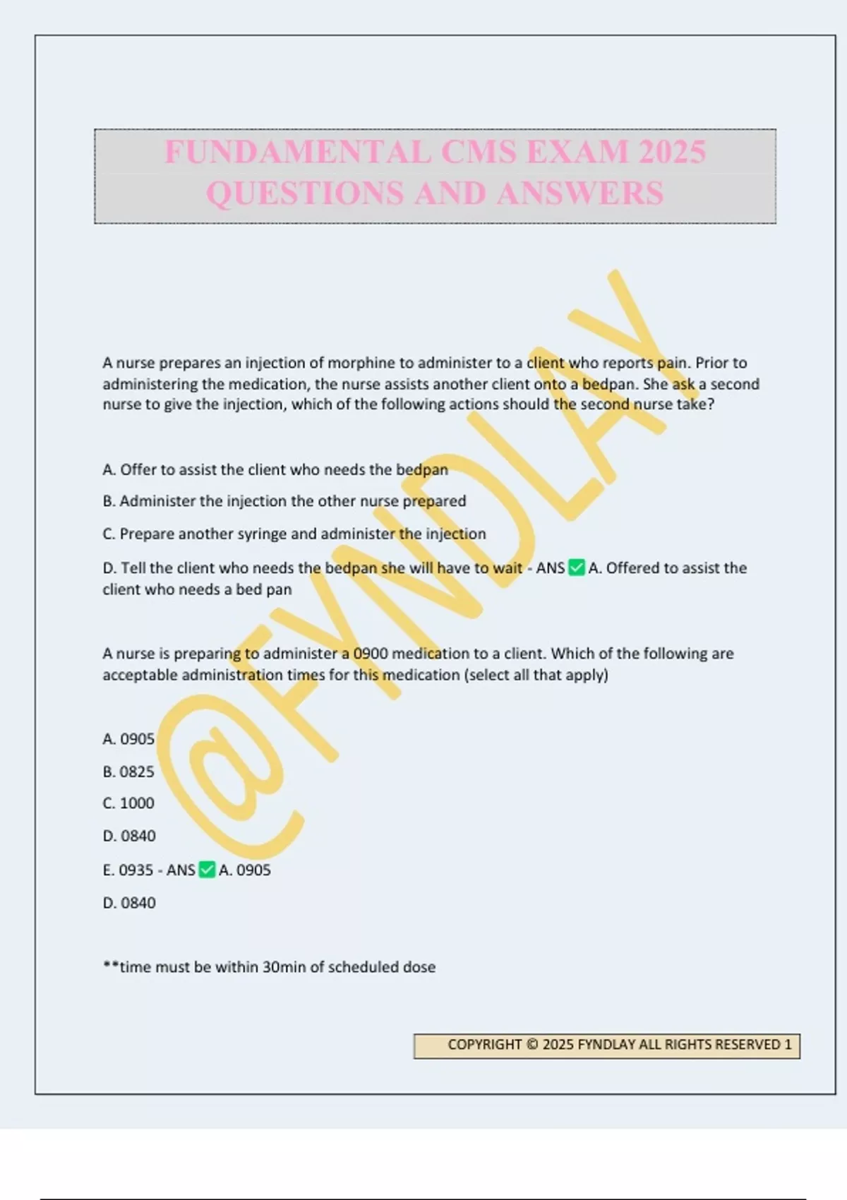 FUNDAMENTAL CMS EXAM 2025 QUESTIONS AND ANSWERS - CMS - Stuvia US