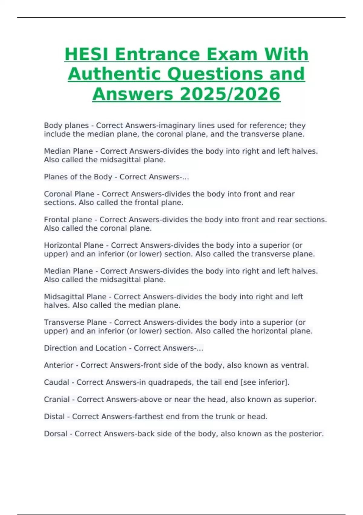 HESI Entrance Exam – Authentic Questions and Answers – 2025/2026 ...