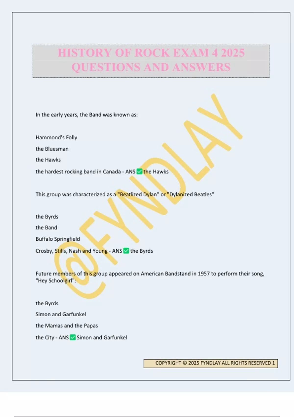 HISTORY OF ROCK EXAM 4 2025 QUESTIONS AND ANSWERS - HISTORY OF ROCK ...
