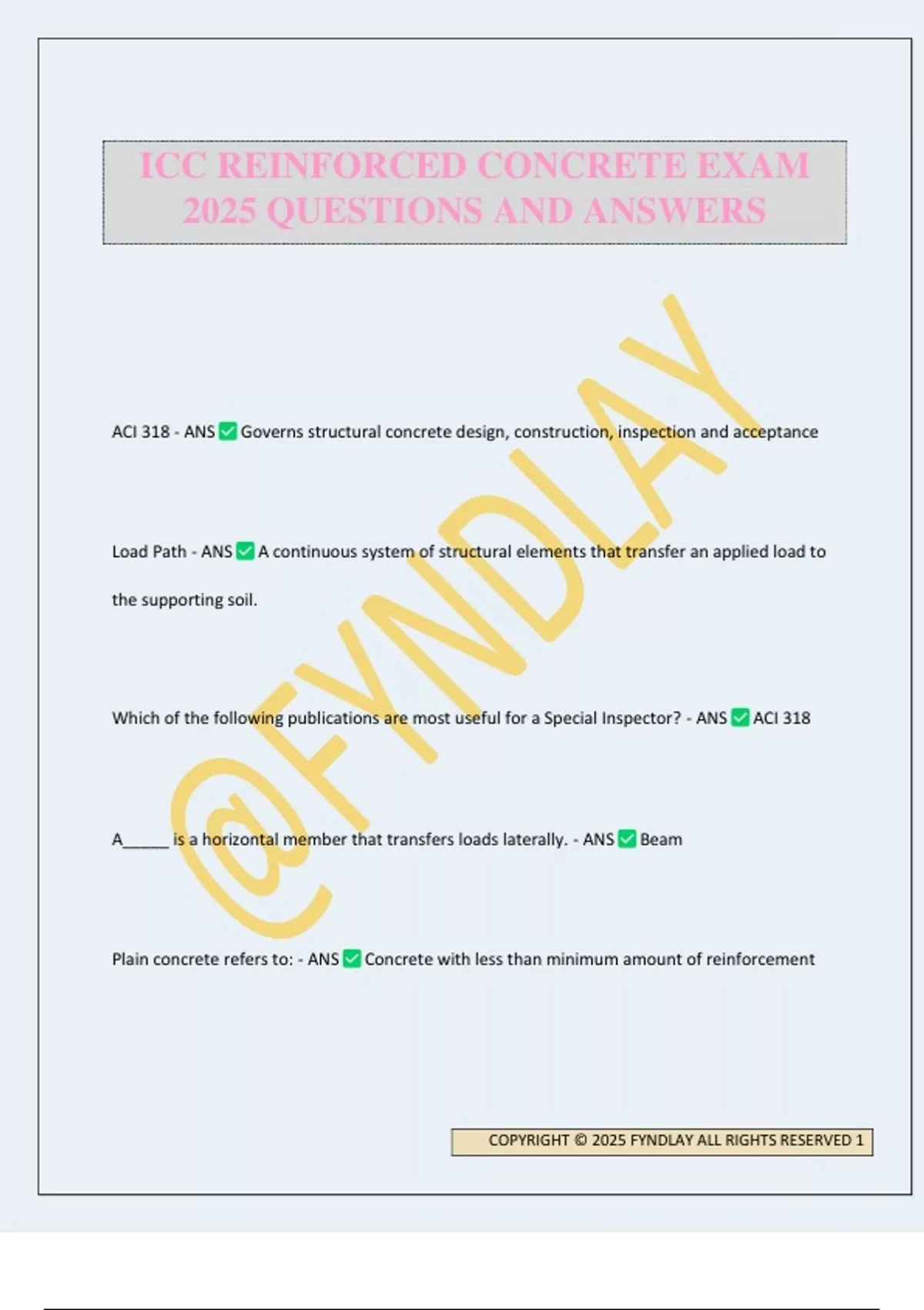 ICC REINFORCED CONCRETE EXAM 2025 QUESTIONS AND ANSWERS - ICC ...