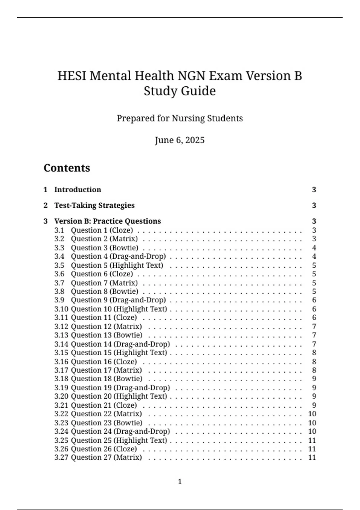 HESI Mental Health NGN Exam 2025/2026 – VERSION B 55 NEW Questions ...