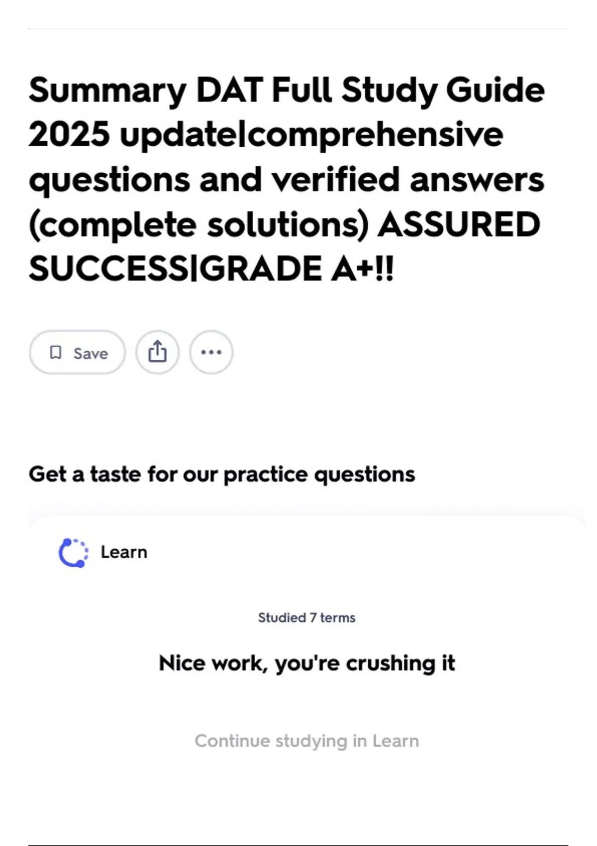 Summary DAT Full Study Guide 2025 update|comprehensive questions and verified answers (complete ...