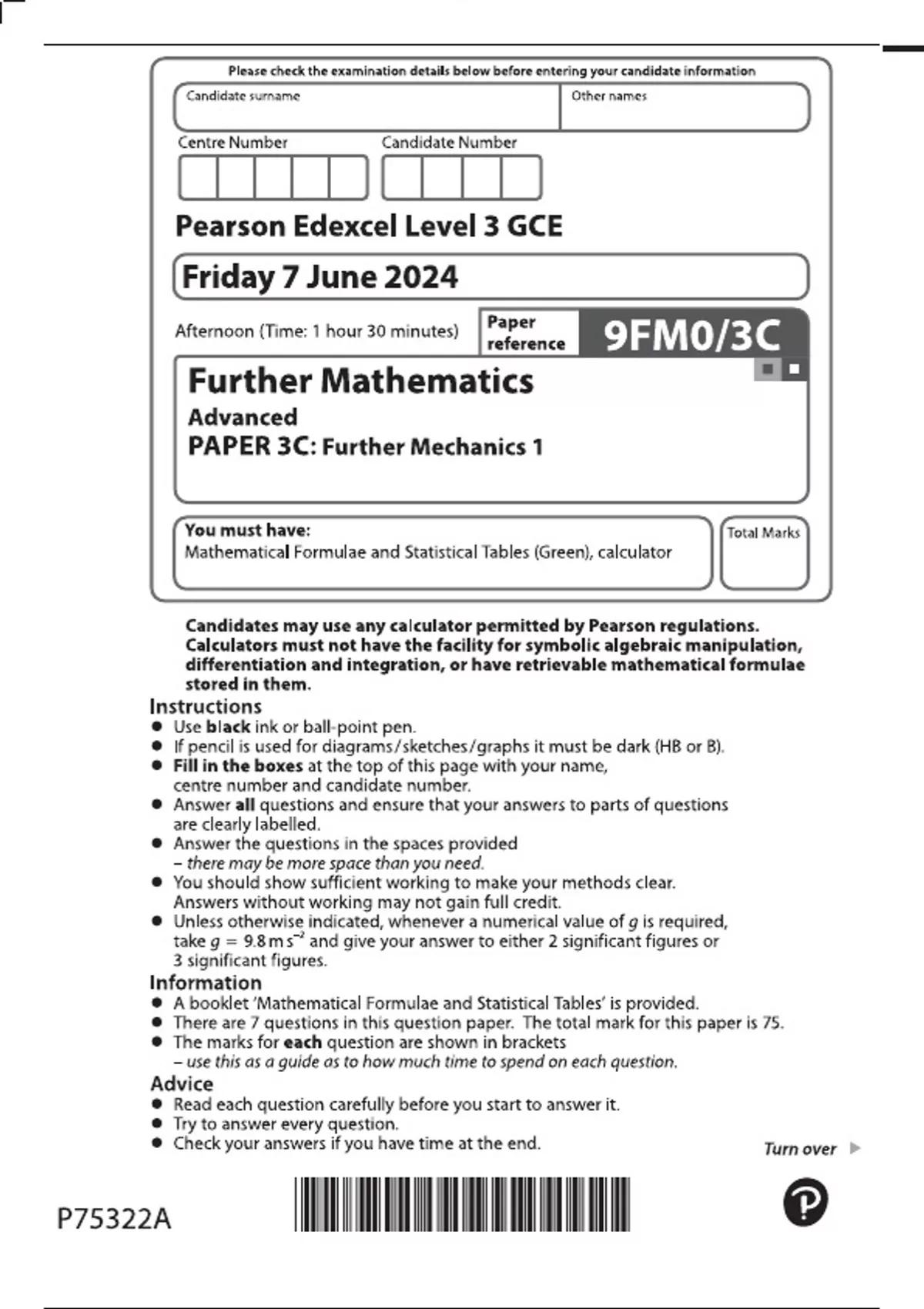 2024 June A Level Further Mathematics Advanced 9FM0 3C Exam Paper ...