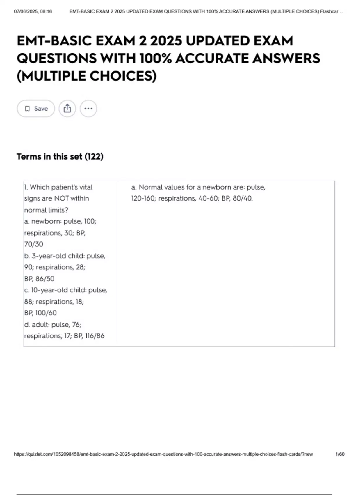 EMT-BASIC EXAM 2 2025 UPDATED EXAM QUESTIONS WITH 100% ACCURATE ANSWERS (MULTIPLE CHOICES) - EMT ...