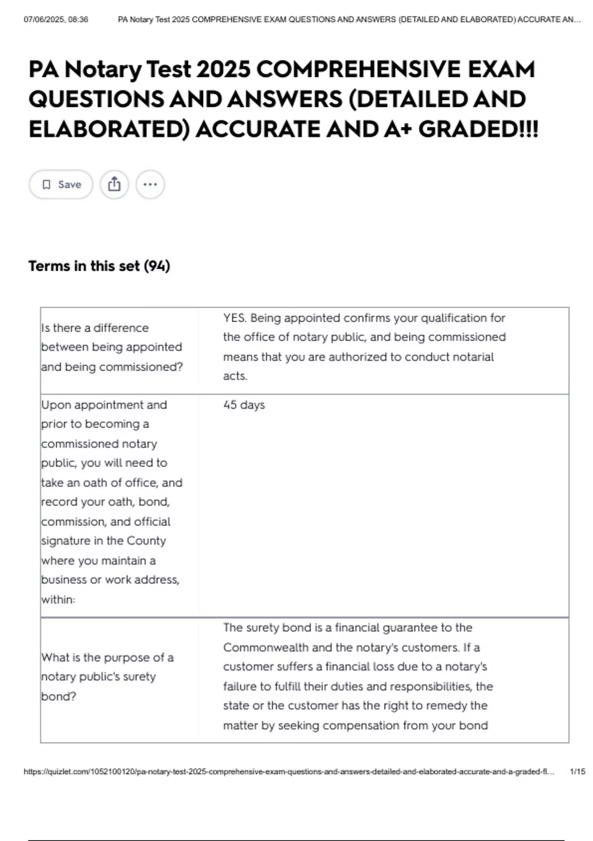 PA Notary Test exam 2025 COMPREHENSIVE EXAM QUESTIONS AND ANSWERS ...