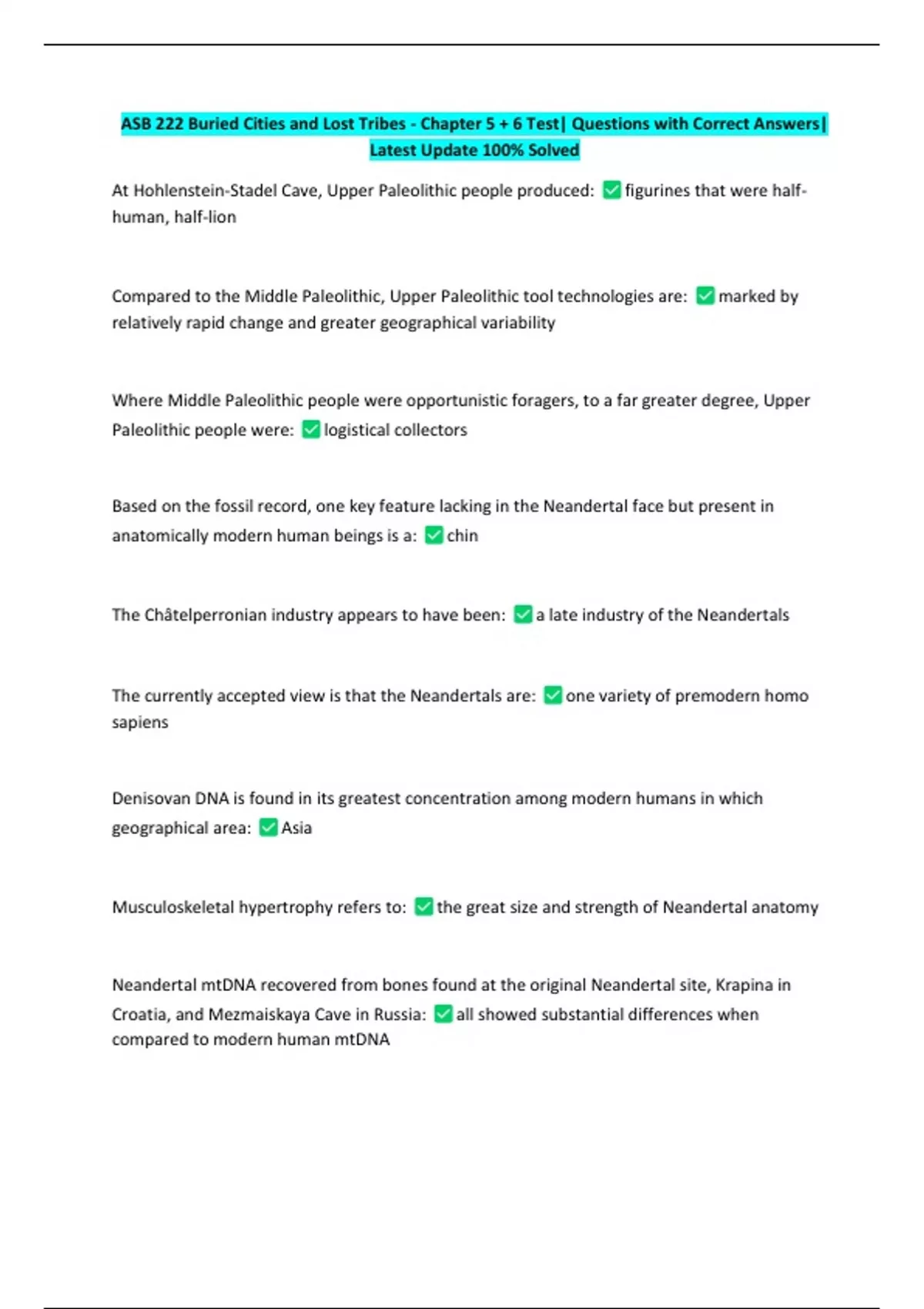 ASB 222 Buried Cities and Lost Tribes - Chapter 5 + 6 Test| Questions ...