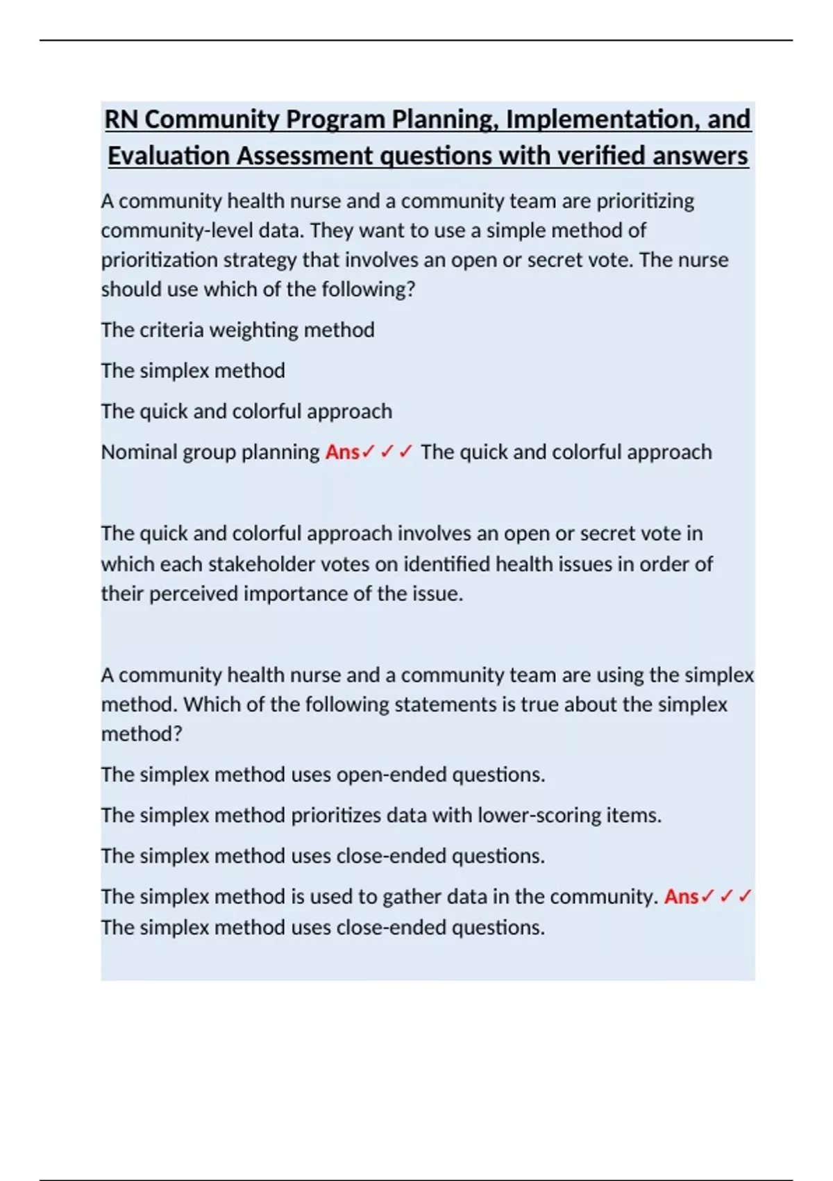 RN Community Program Planning – Questions with Verified Answers ...