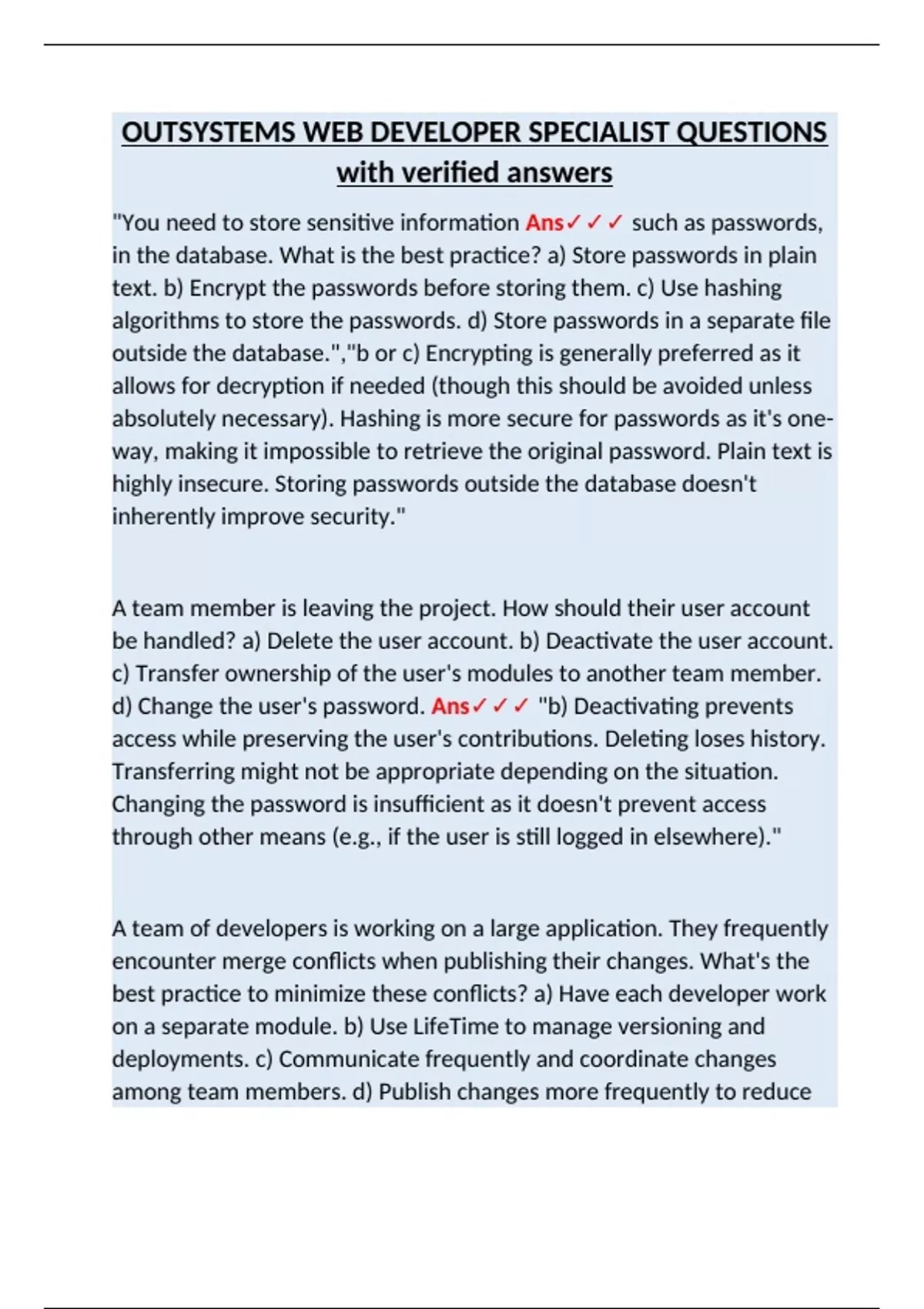 OutSystems Web Developer Specialist – Verified Questions and Best Practice Answers – Full ...