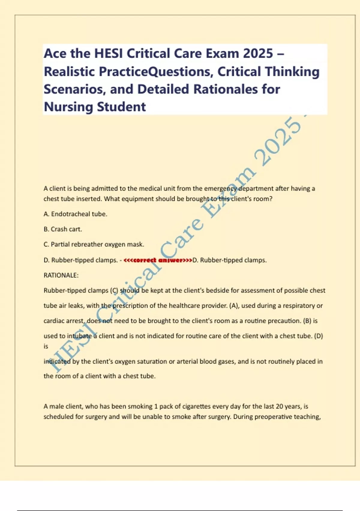 Ace the HESI Critical Care Exam 2025 – Realistic PracticeQuestions ...