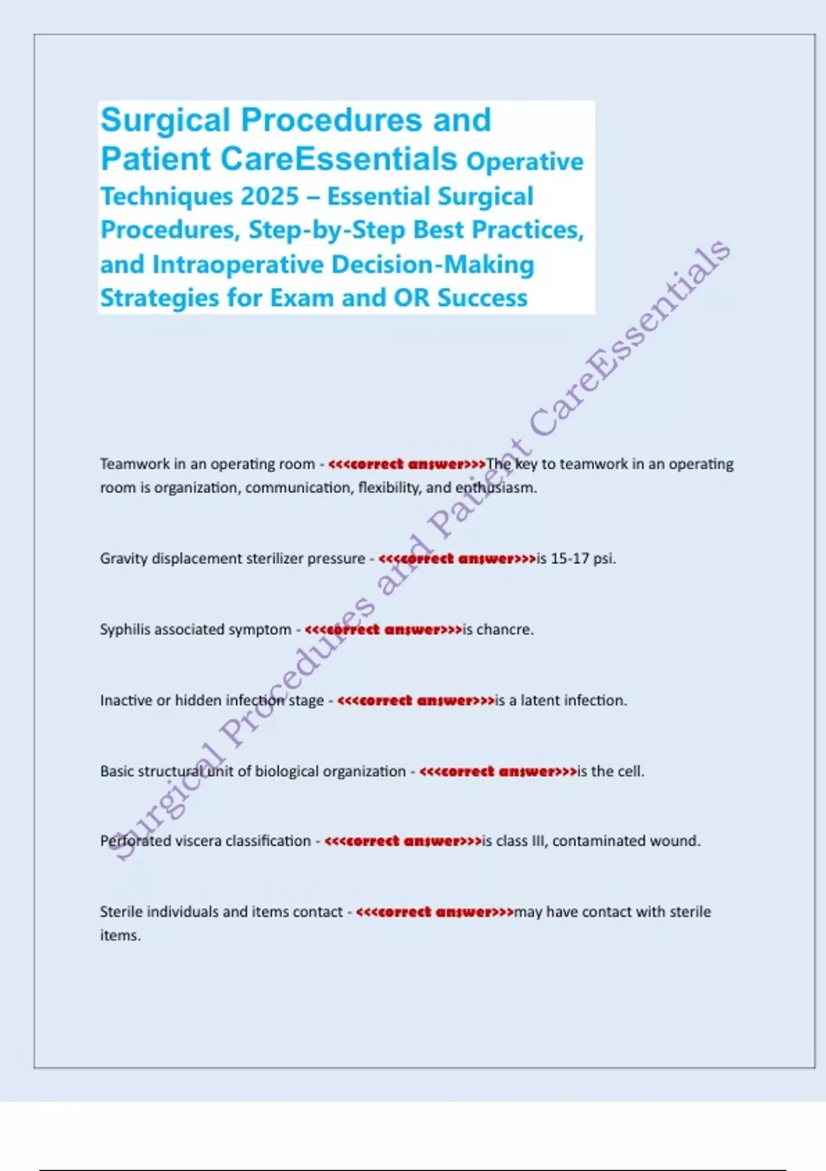 Surgical Procedures and Patient CareEssentials Operative Techniques ...