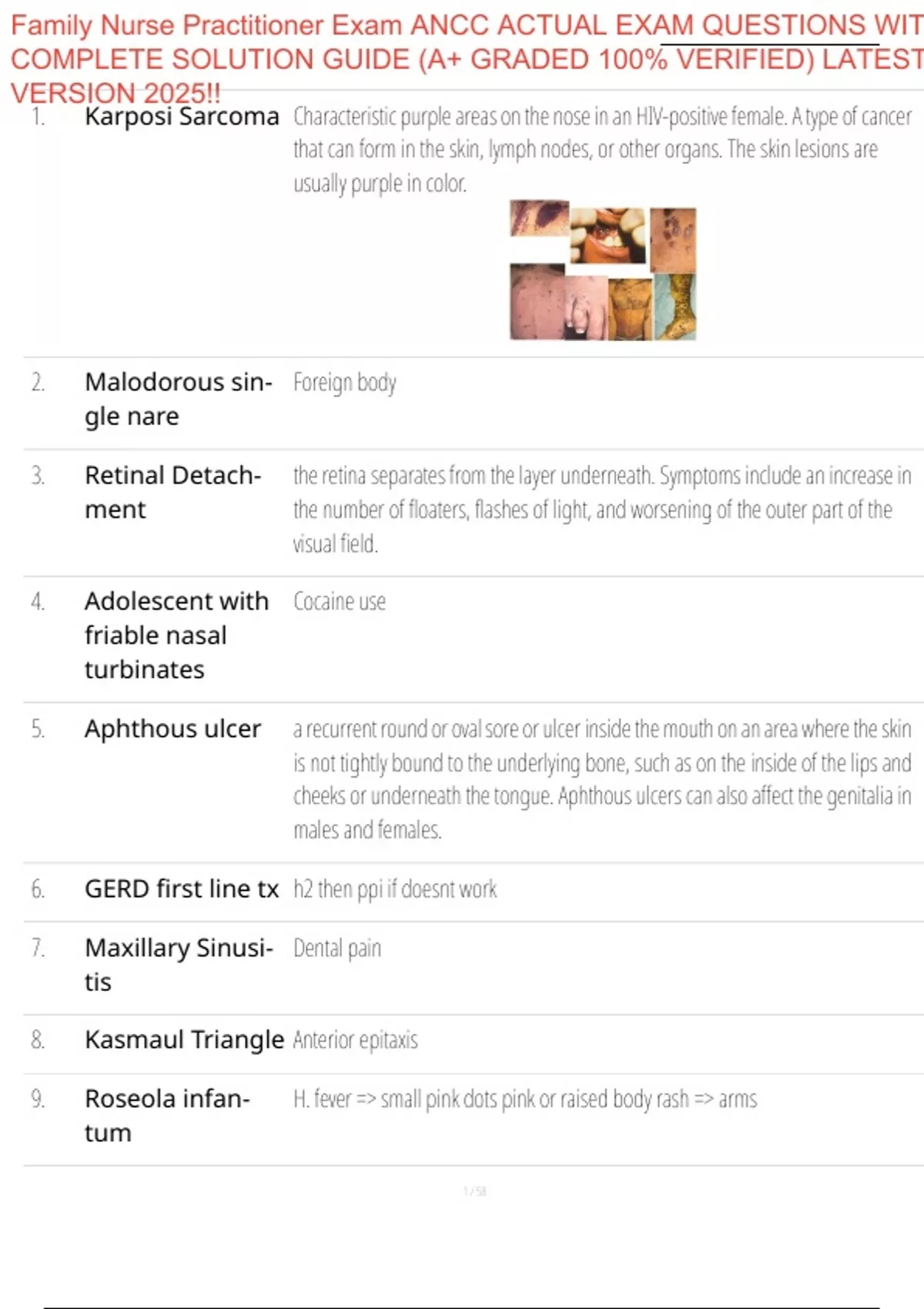 Family Nurse Practitioner Exam ANCC ACTUAL EXAM QUESTIONS WITH COMPLETE ...