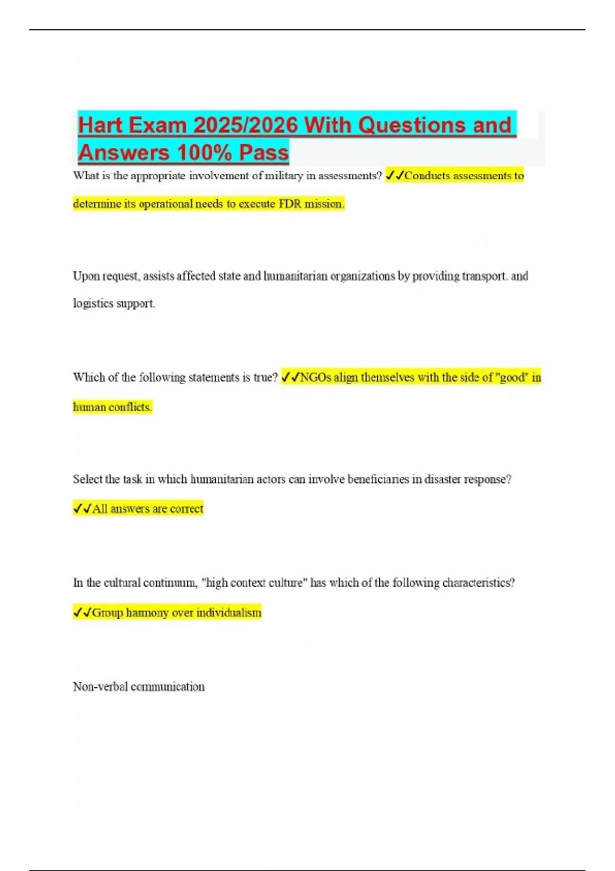 Hart Exam 2025/2026 With Questions and Answers 100% Pass - Hart - Stuvia US