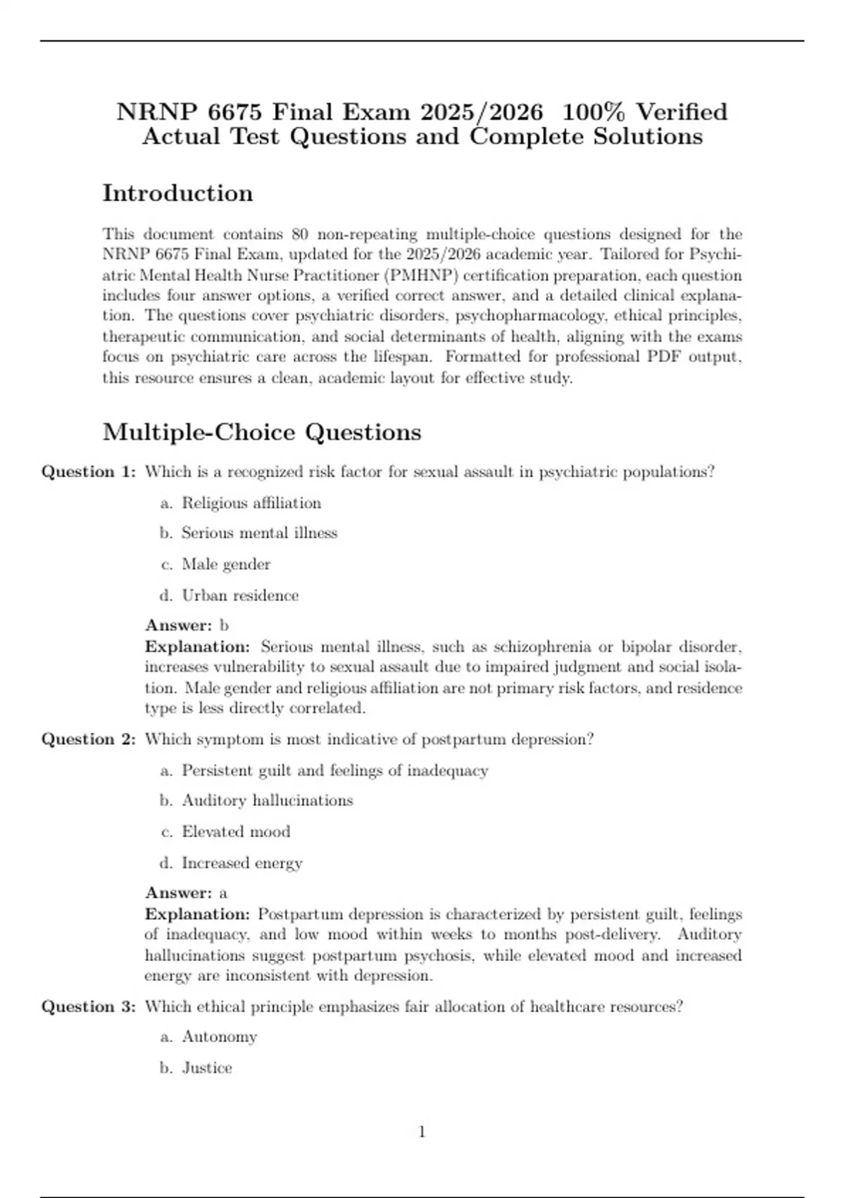NRNP 6675 Final Exam 2025/2026 100% Verified Actual Test Questions and ...