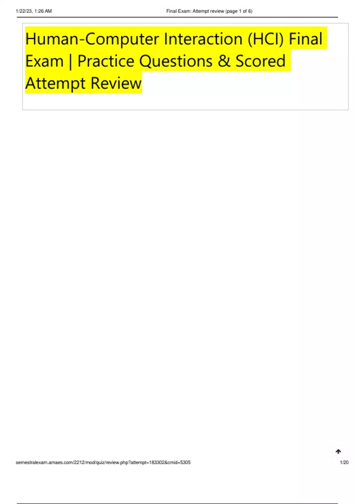 Human-Computer Interaction (HCI) Final Exam | Practice Questions & Scored Attempt Review - HCIP ...